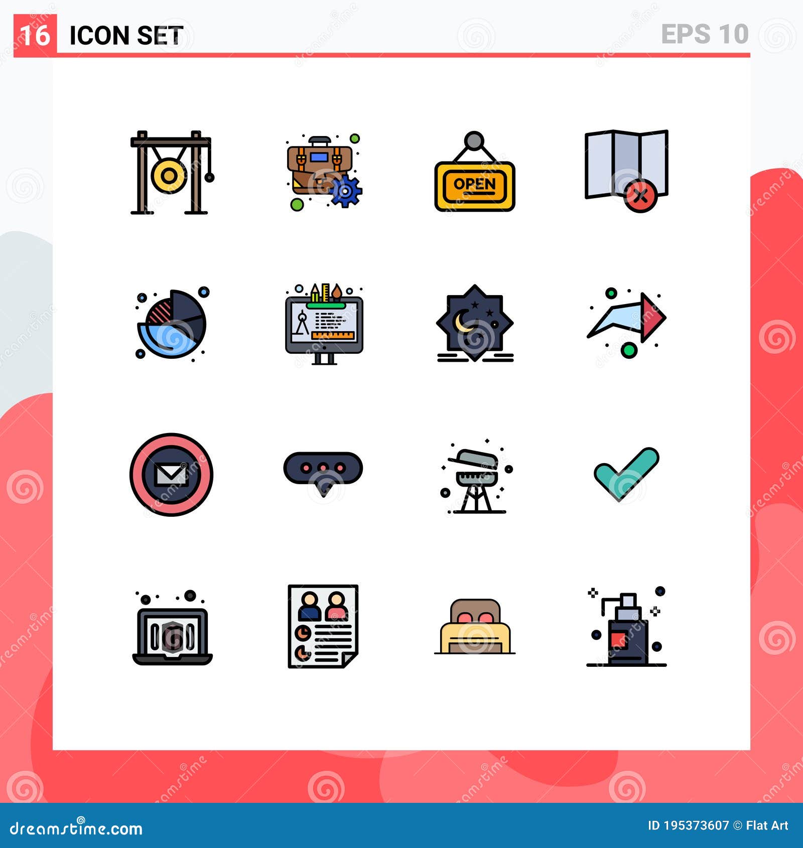 Mobile Interface Flat Color Filled Line Set of 16 Pictograms of Chart ...