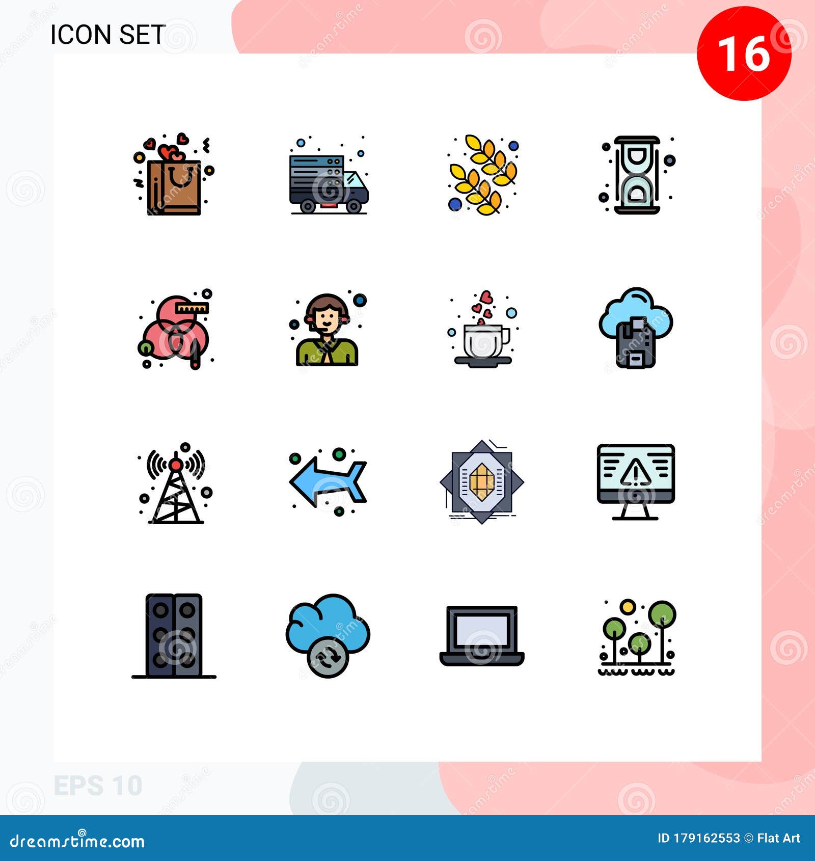 Mobile Interface Flat Color Filled Line Set of 16 Pictograms of Process ...