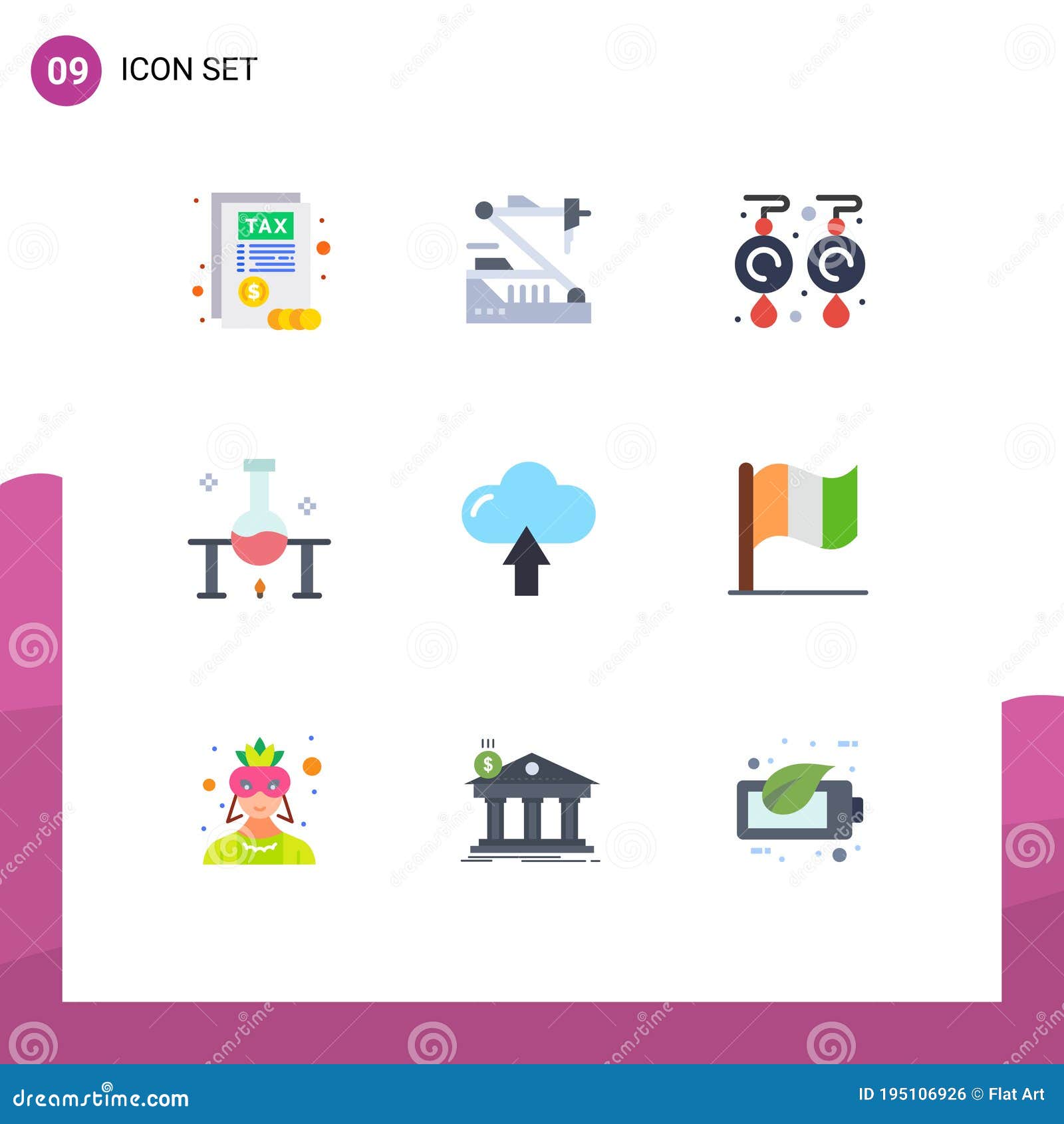 9 Universal Flat Color Signs Symbols of Cloud, Science Experiment ...