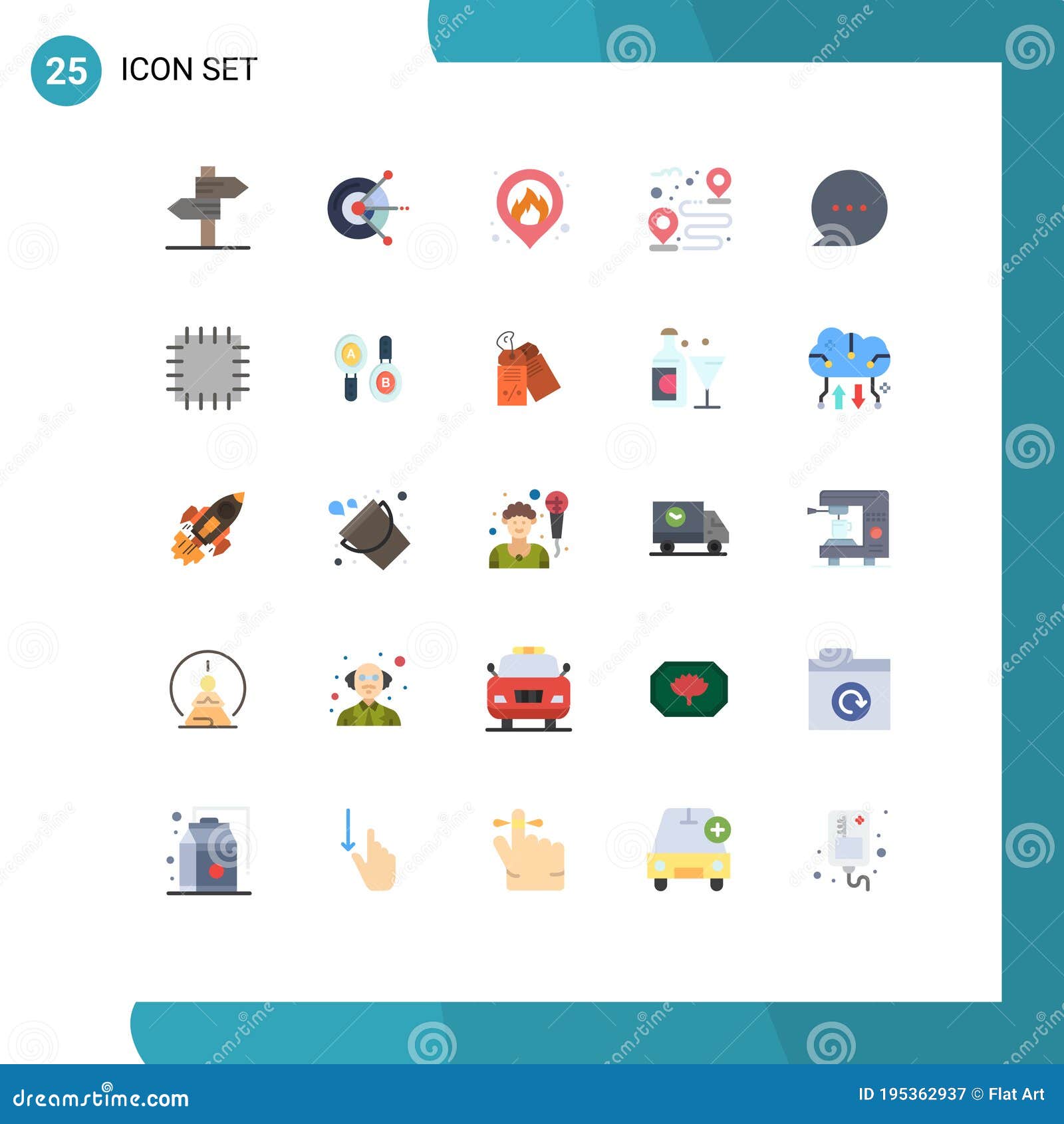 Mobile Interface Flat Color Set of 25 Pictograms of Comment, Bubble ...