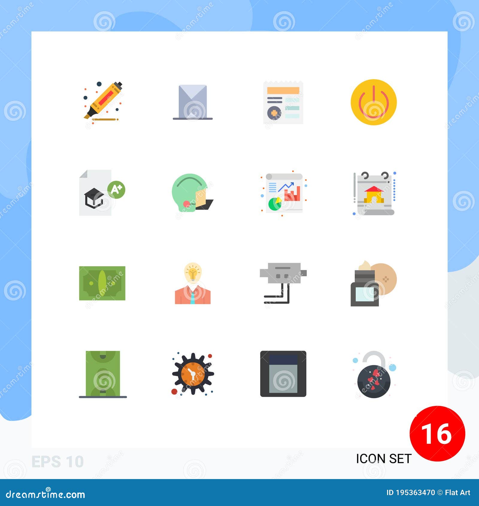 Mobile Interface Flat Color Set of 16 Pictograms of Education ...