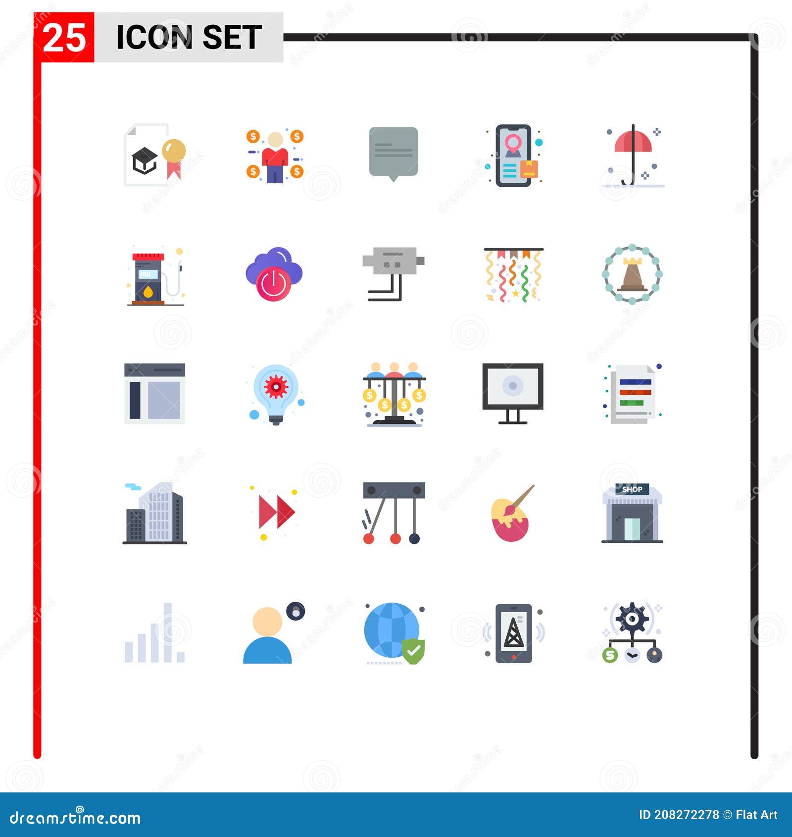 25 User Interface Flat Color Pack of Modern Signs and Symbols of Fuel ...