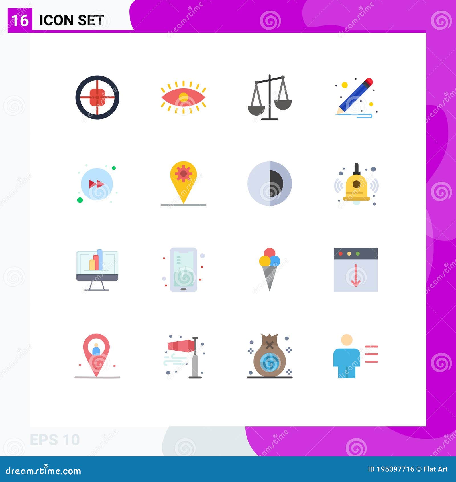 Pack of 16 Creative Flat Colors of Right, Arrow, Design, School ...