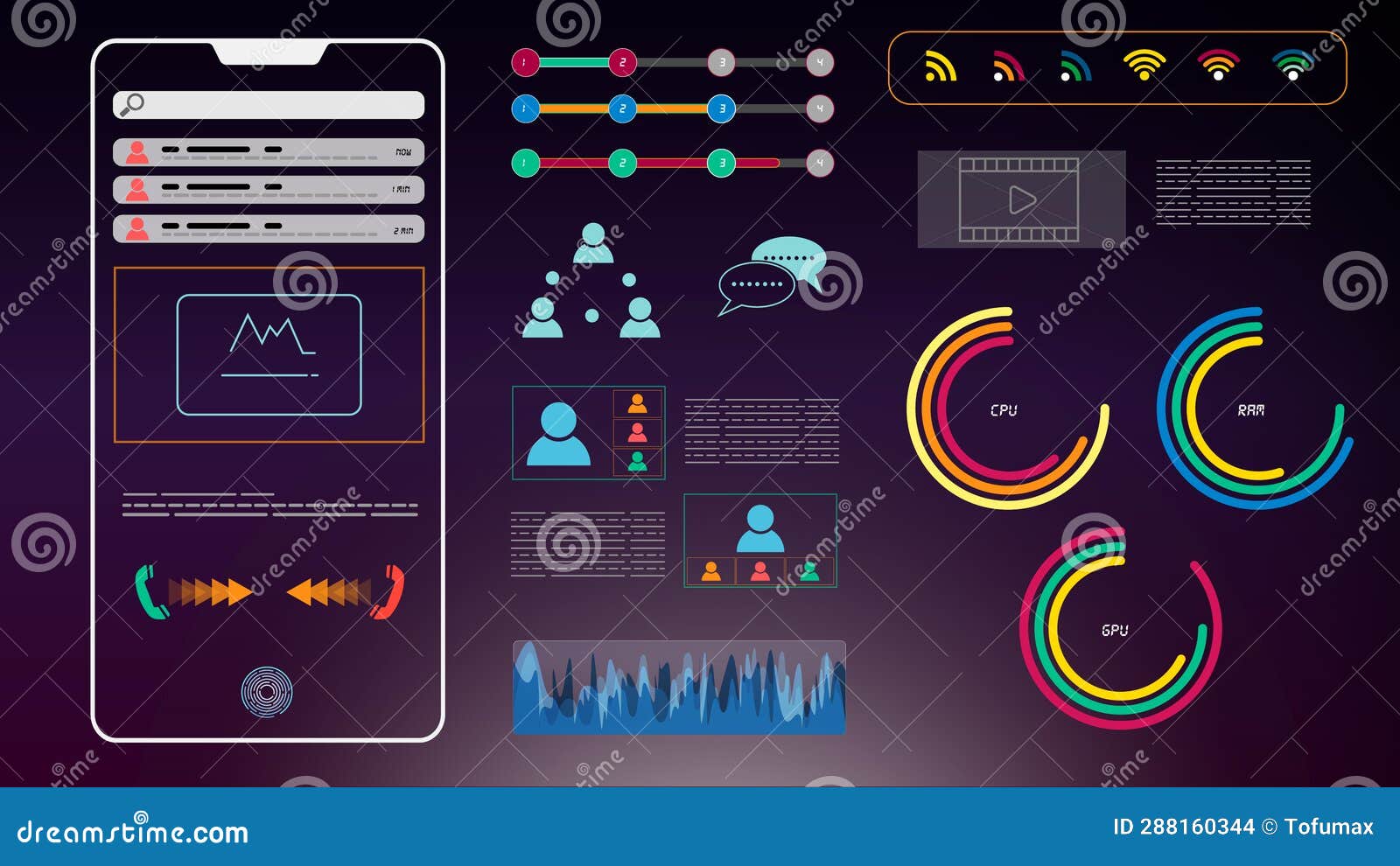 Mobile Interface Layout and Icon Stock Illustration - Illustration of application, interface ...