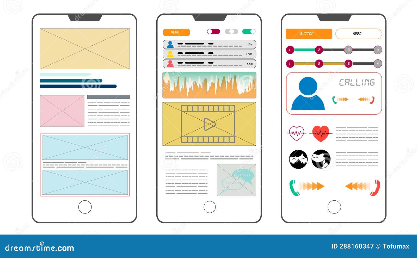 Mobile Interface Layout and Icon Stock Illustration - Illustration of ...