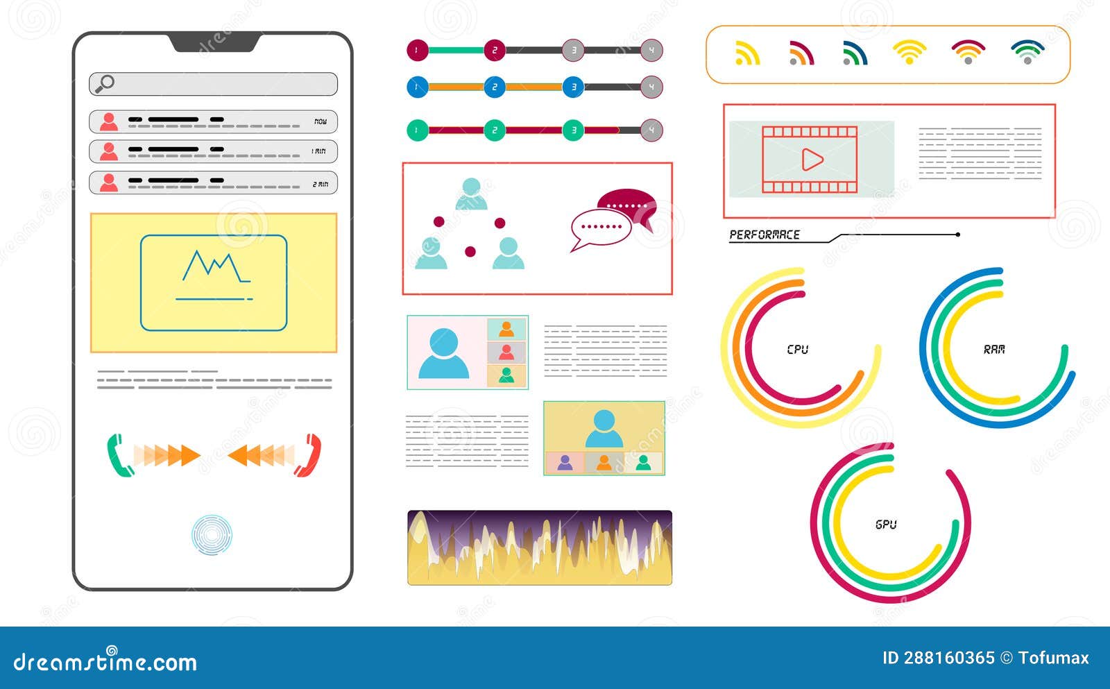 Mobile Interface Layout and Icon Stock Illustration - Illustration of ...