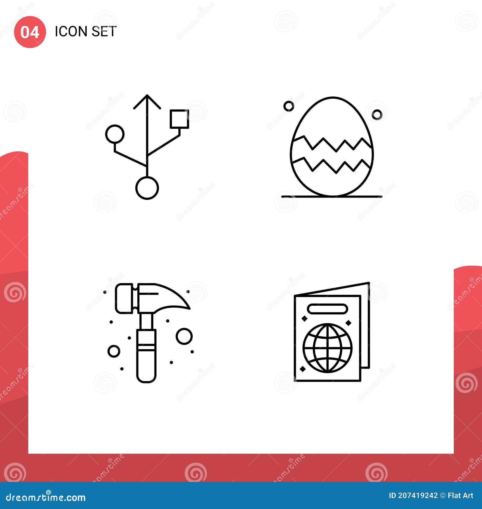 Pack of 4 Modern Filledline Flat Colors Signs and Symbols for Web Print ...