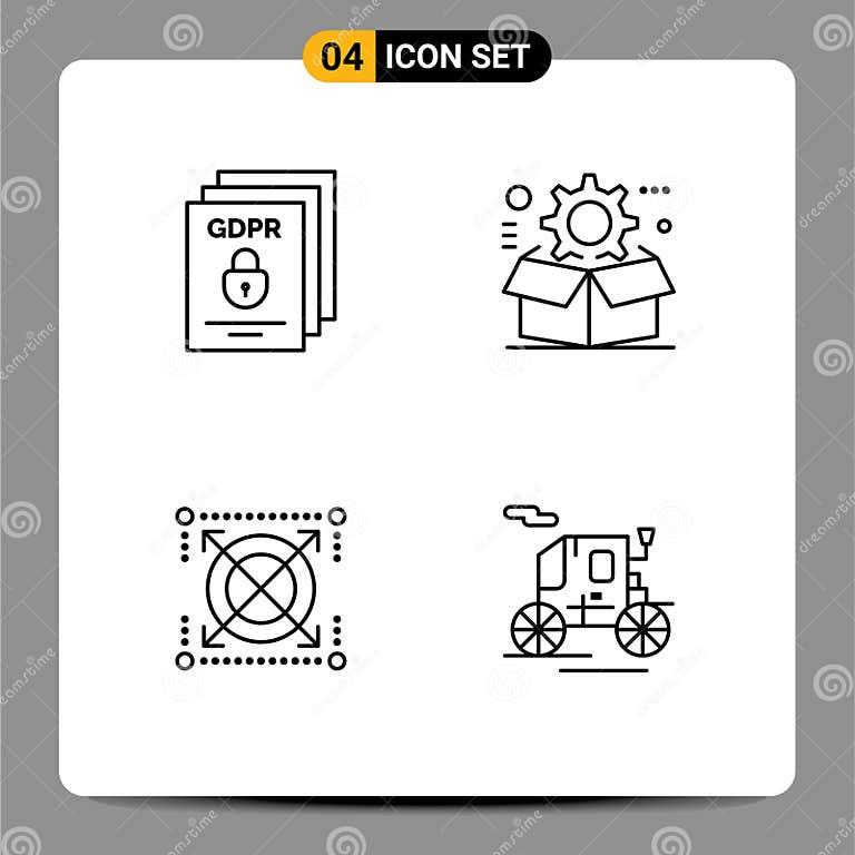 Pictogram Set of 4 Simple Filledline Flat Colors of Data, Configuration ...