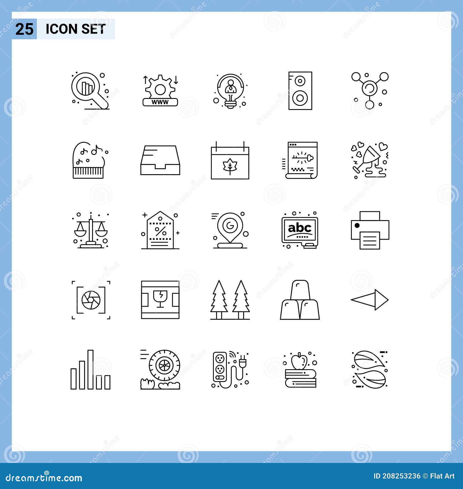 Mobile Interface Line Set of 25 Pictograms of Education, Molecule ...