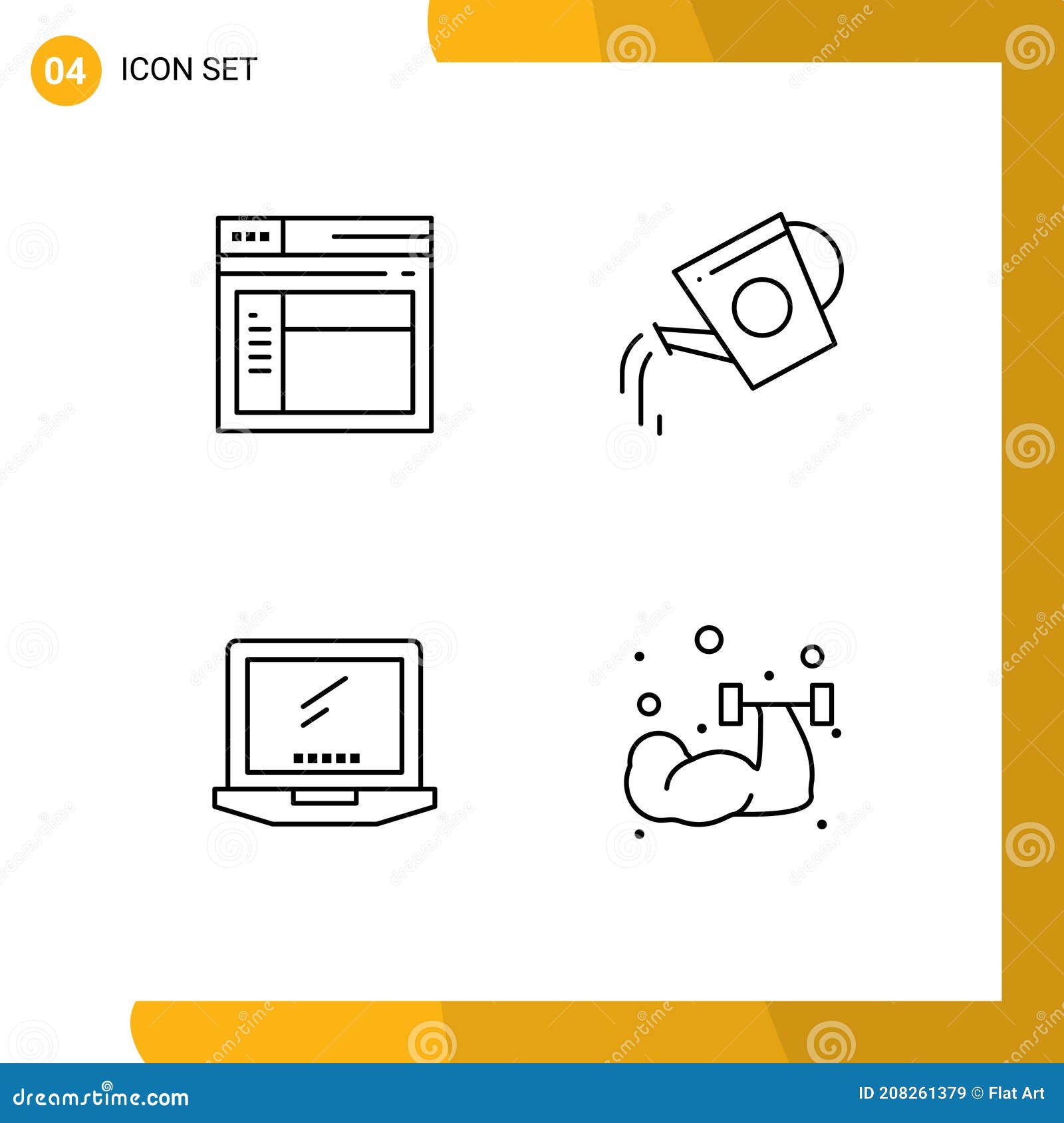Mobile Interface Line Set of 4 Pictograms of Internet, Computer ...