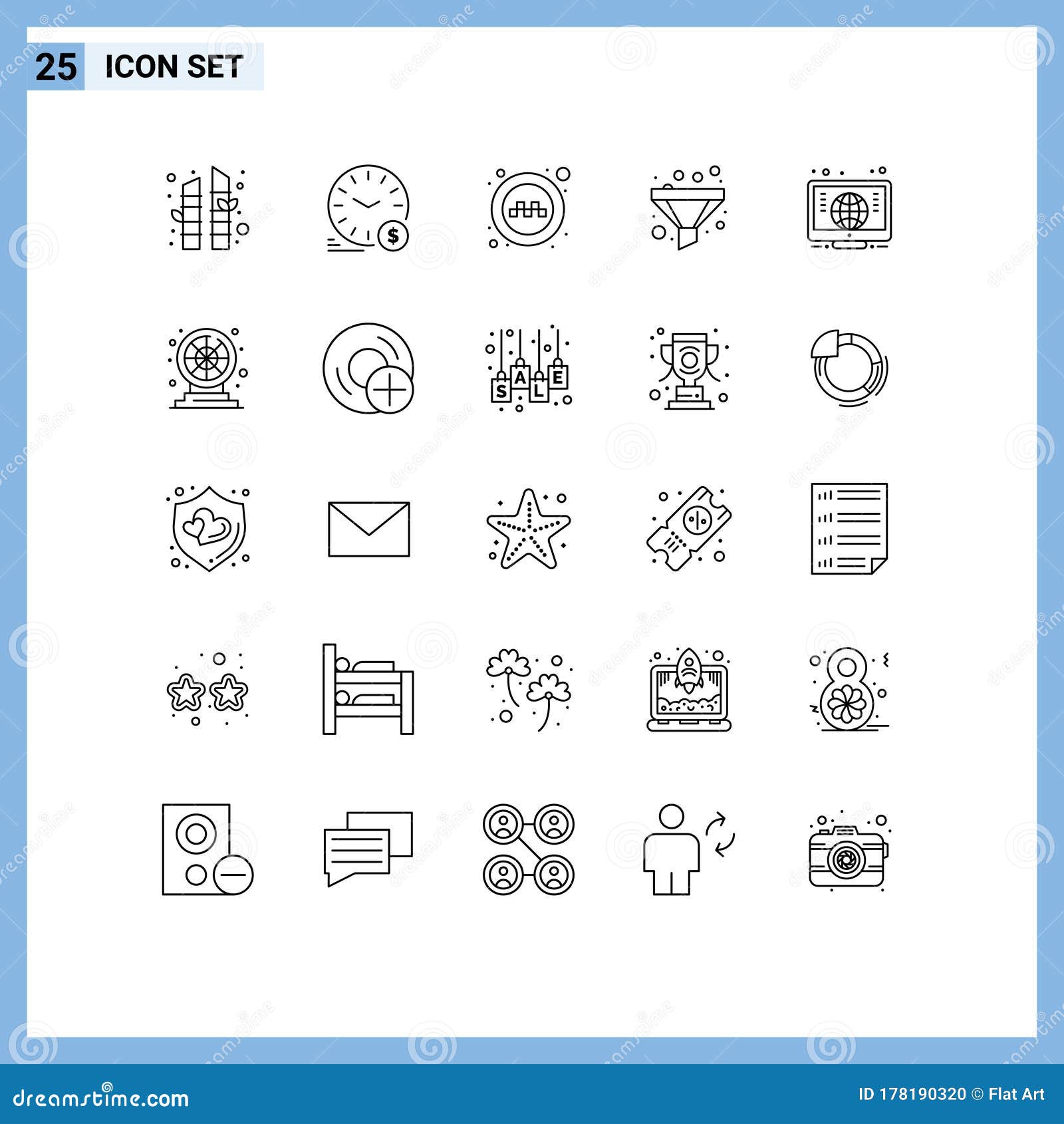 Mobile Interface Line Set of 25 Pictograms of Learning, Computer, Public, Sort, Filter Stock ...