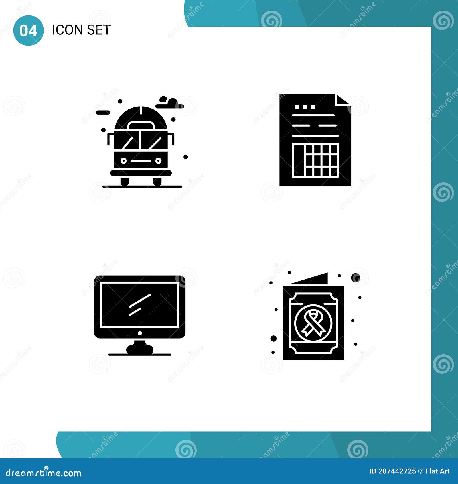 Mobile Interface Solid Glyph Set of 4 Pictograms of City, Computer, Van ...