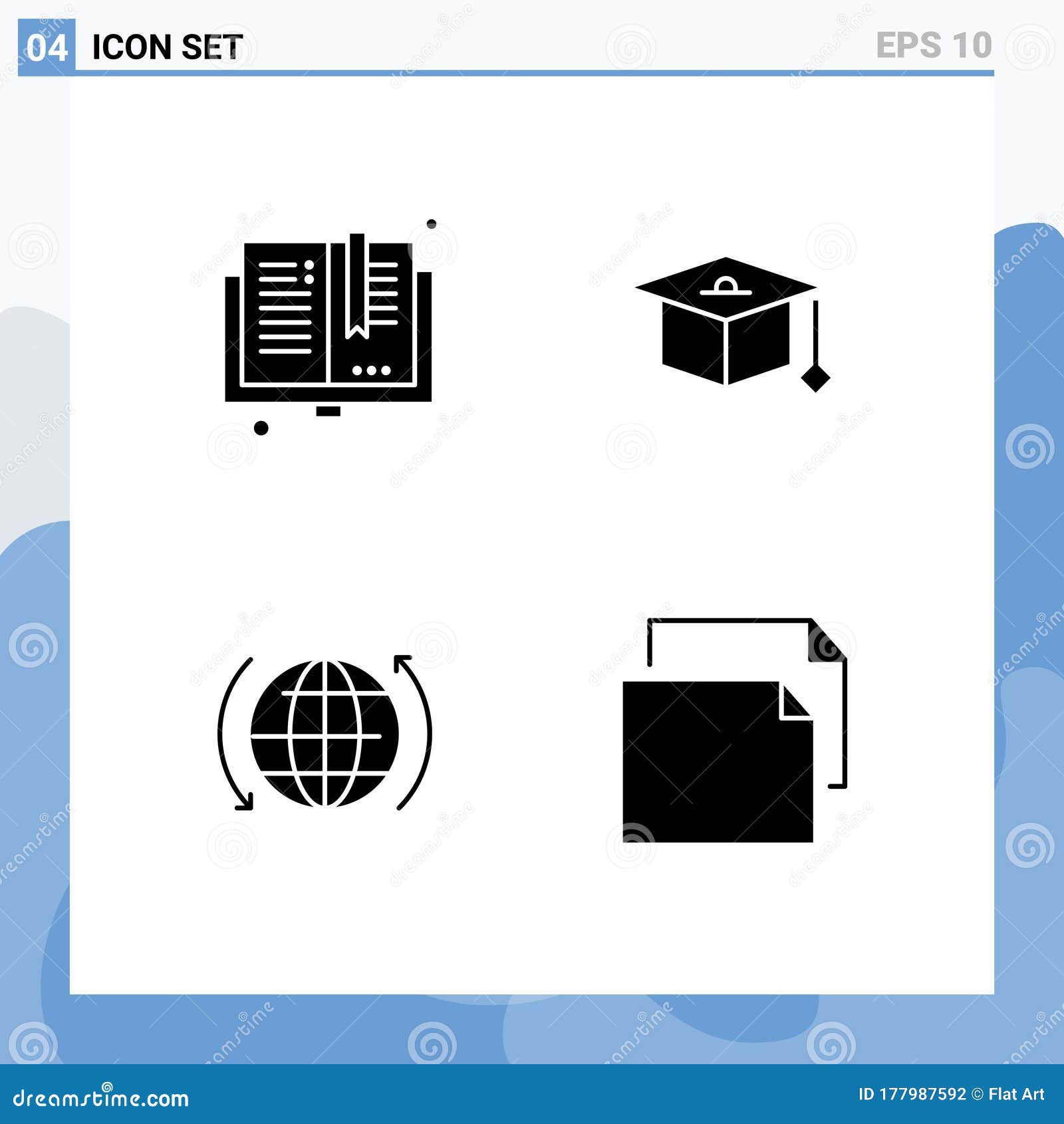 Mobile Interface Solid Glyph Set of 4 Pictograms of Back To School ...