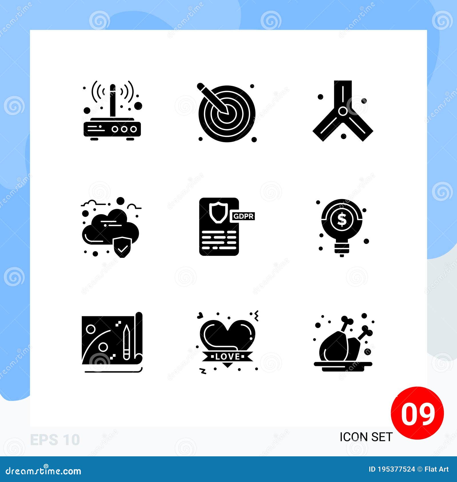 Mobile Interface Solid Glyph Set of 9 Pictograms of Controller, Data ...