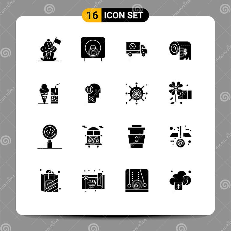 Mobile Interface Solid Glyph Set of 16 Pictograms of Costs, Budget ...