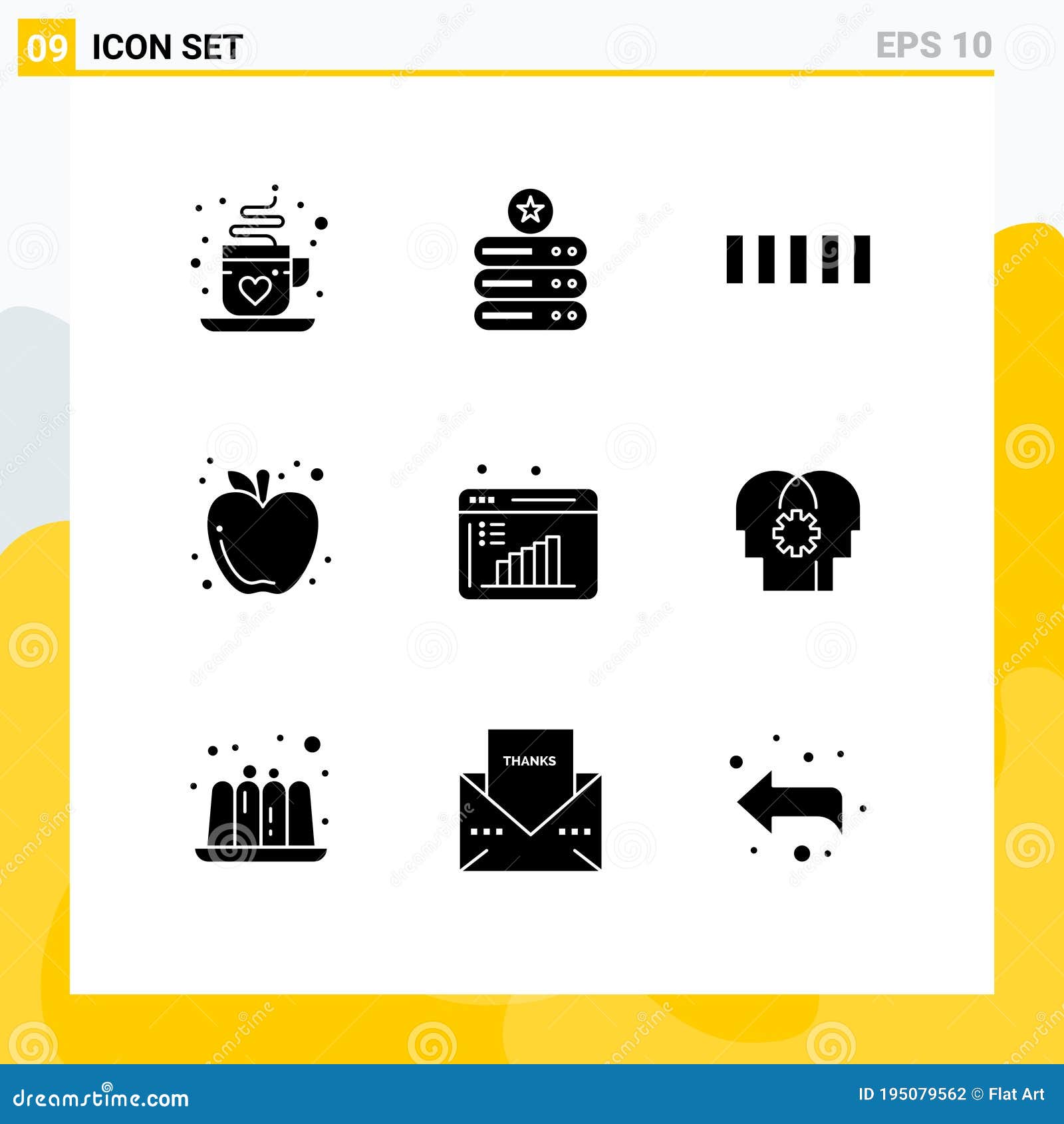 Mobile Interface Solid Glyph Set of 9 Pictograms of Data Computation ...