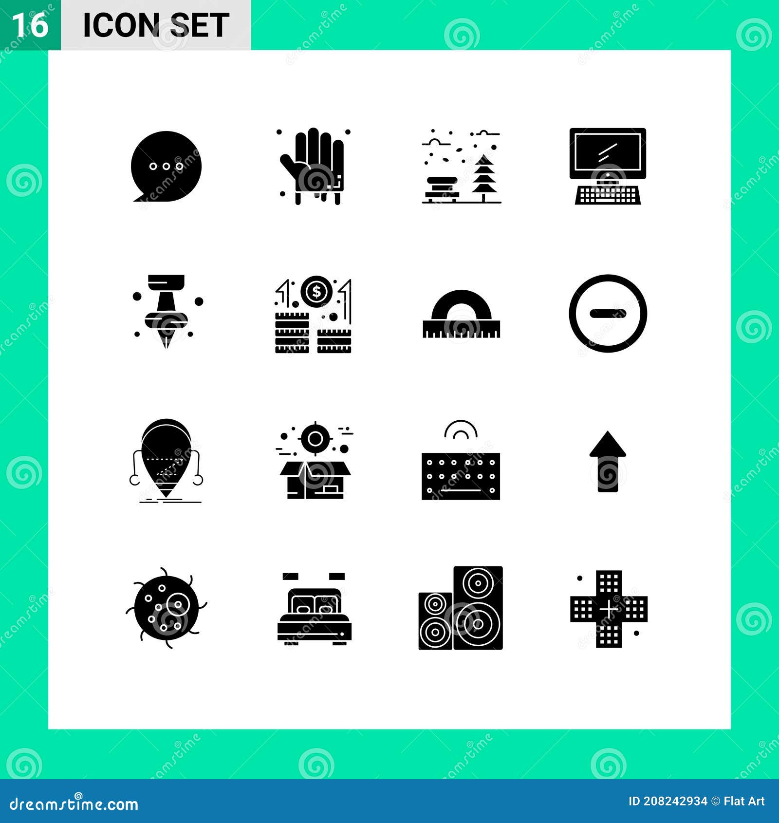 Mobile Interface Solid Glyph Set of 16 Pictograms of Education, Imac ...