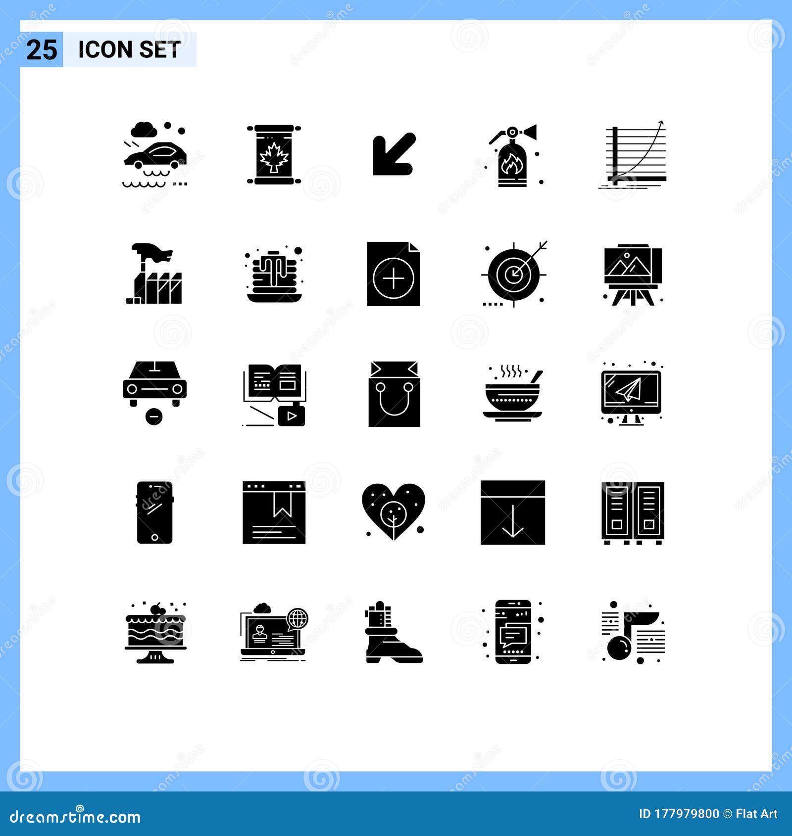 Mobile Interface Solid Glyph Set of 25 Pictograms of Experience, Chart ...