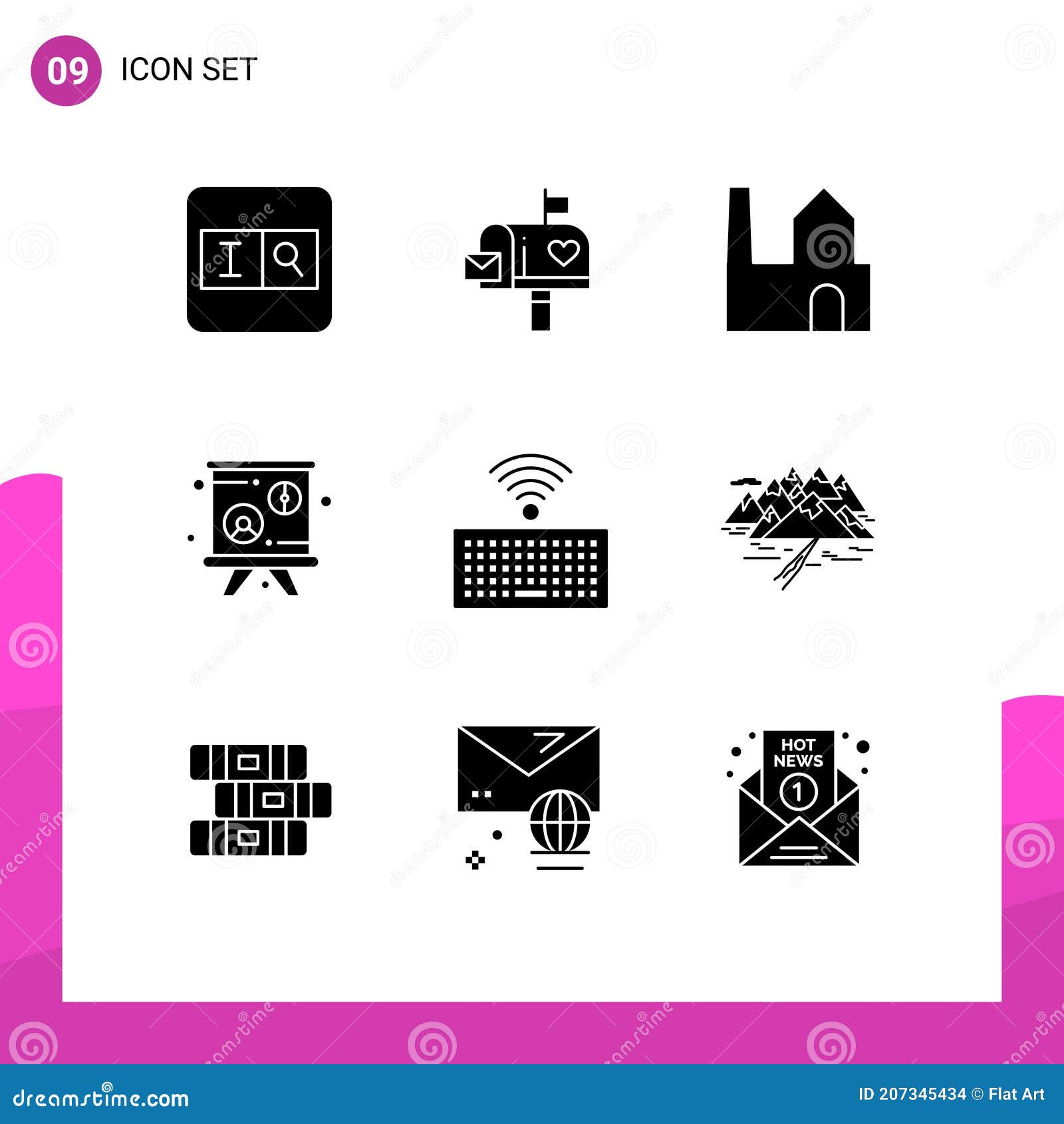 Mobile Interface Solid Glyph Set of 9 Pictograms of Keys, Hardware ...