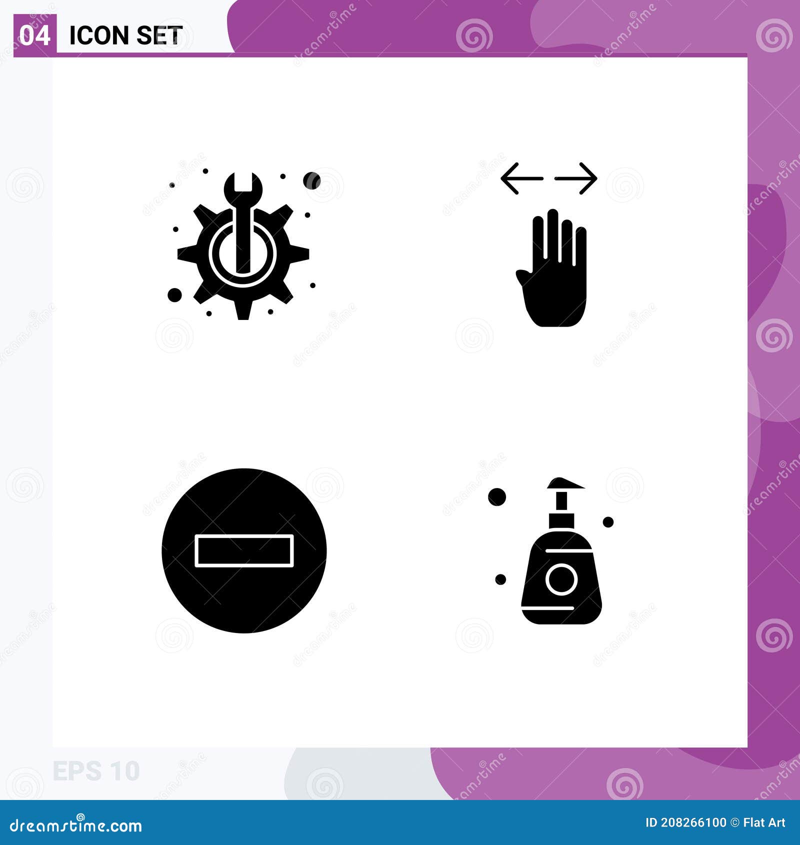 Mobile Interface Solid Glyph Set of 4 Pictograms of Maintenance, Delete ...