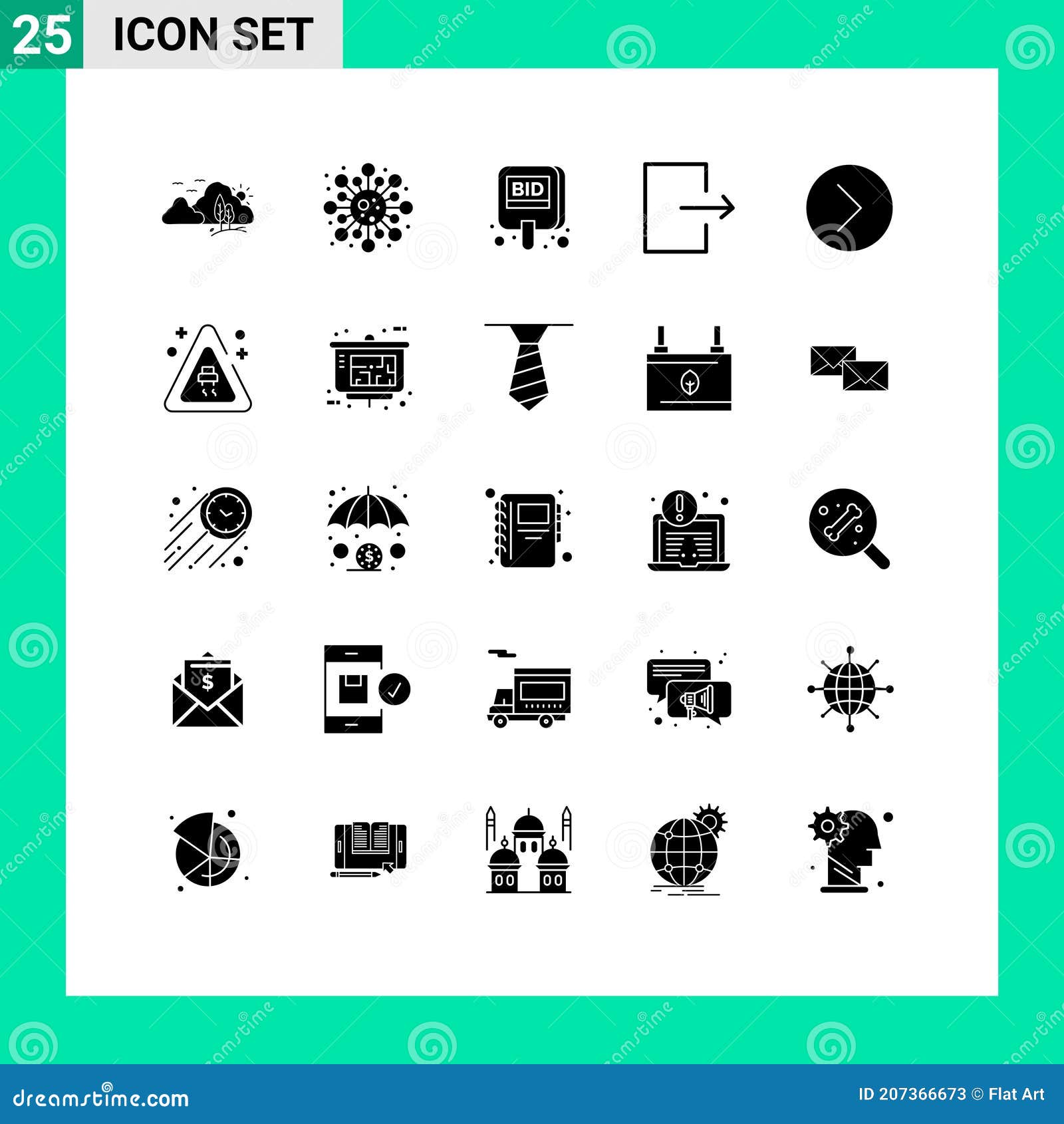 Mobile Interface Solid Glyph Set of 25 Pictograms of Next, Exit, Study ...