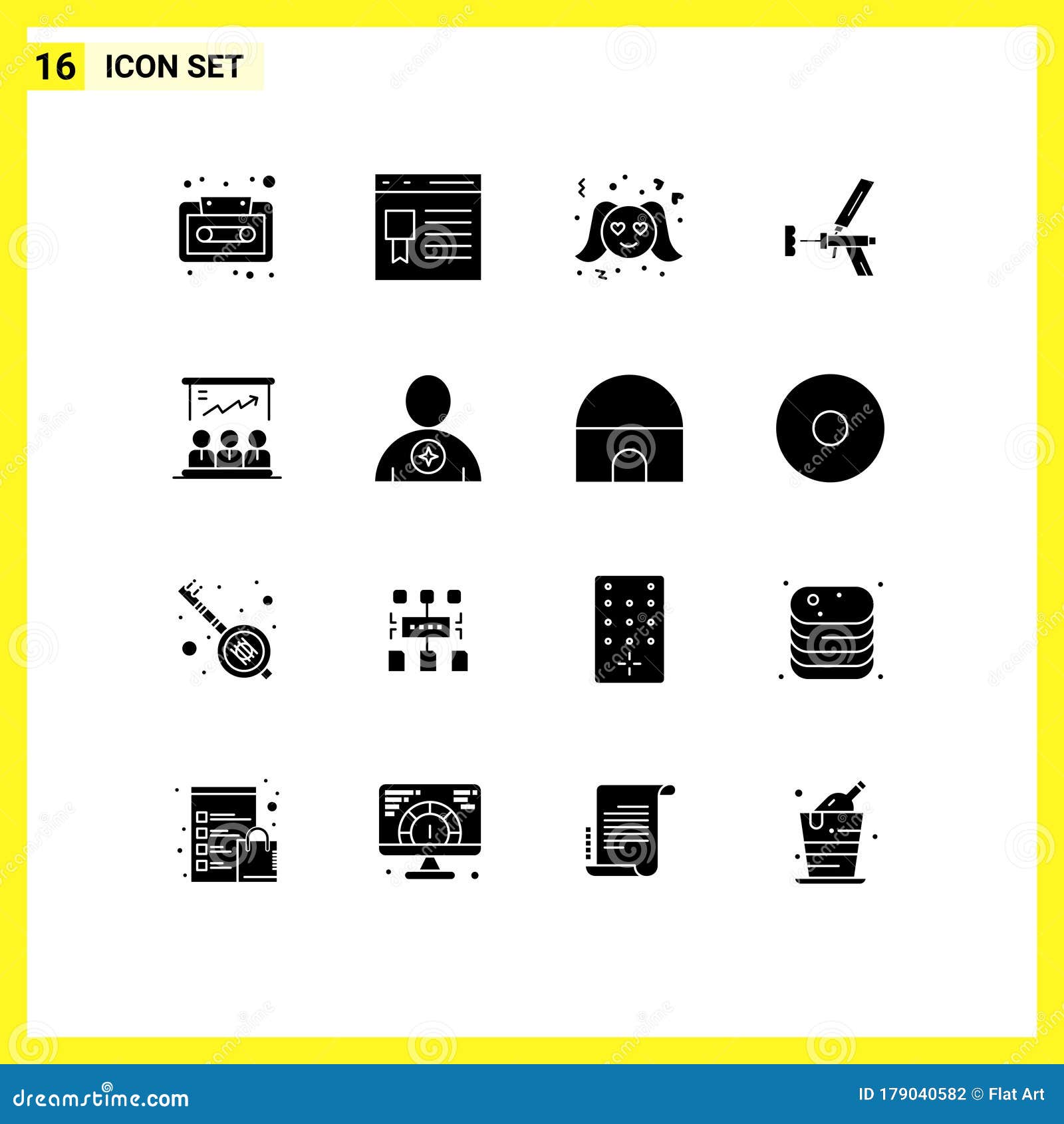 Mobile Interface Solid Glyph Set of 16 Pictograms of Repair ...