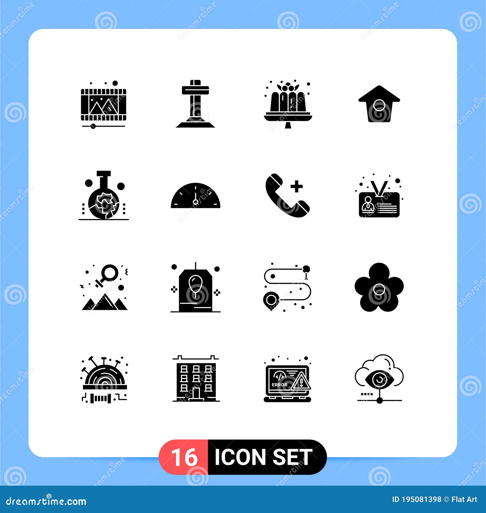 Mobile Interface Solid Glyph Set of 16 Pictograms of Scientific Study ...