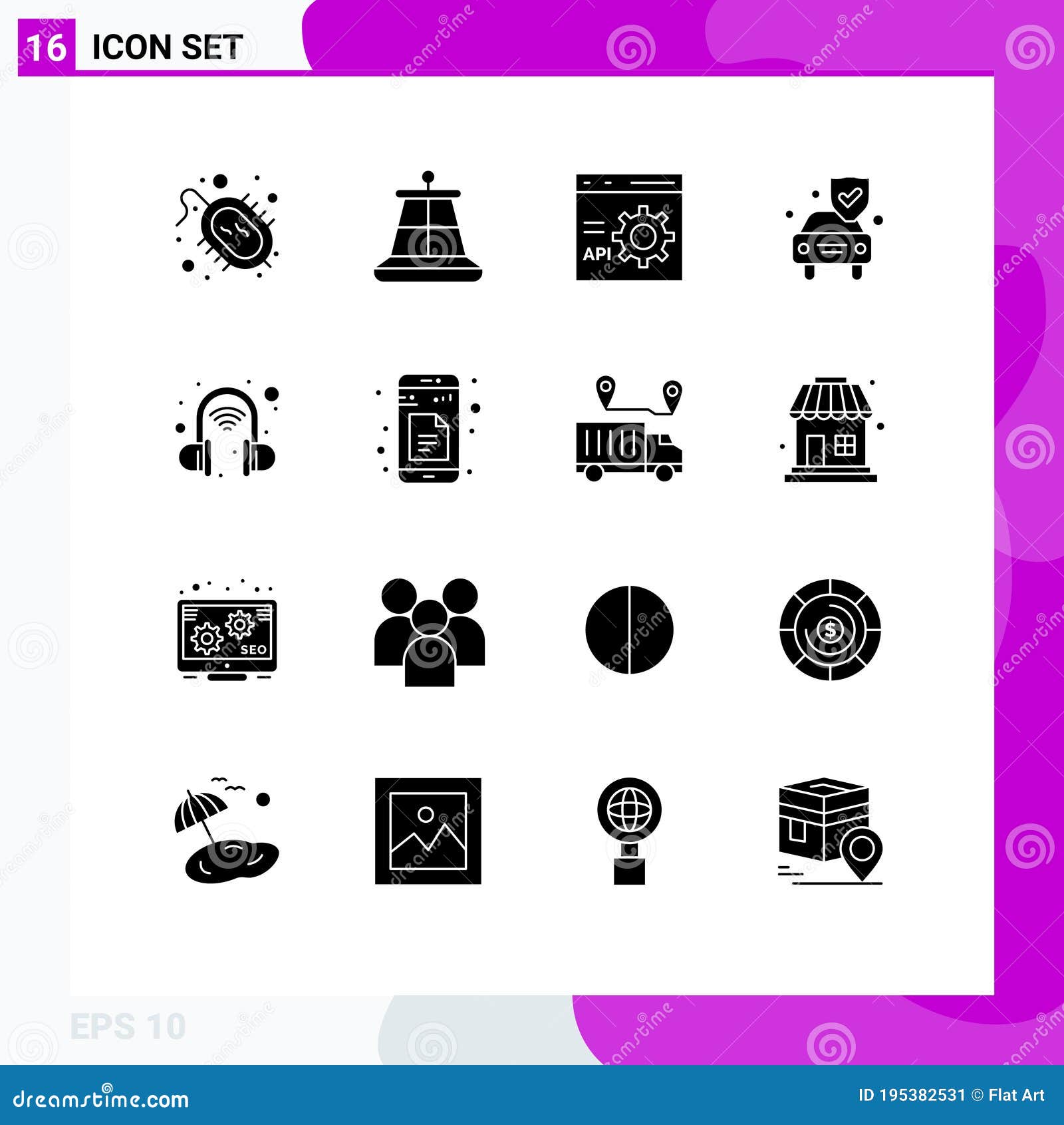 Mobile Interface Solid Glyph Set of 16 Pictograms of Technology, Shield ...