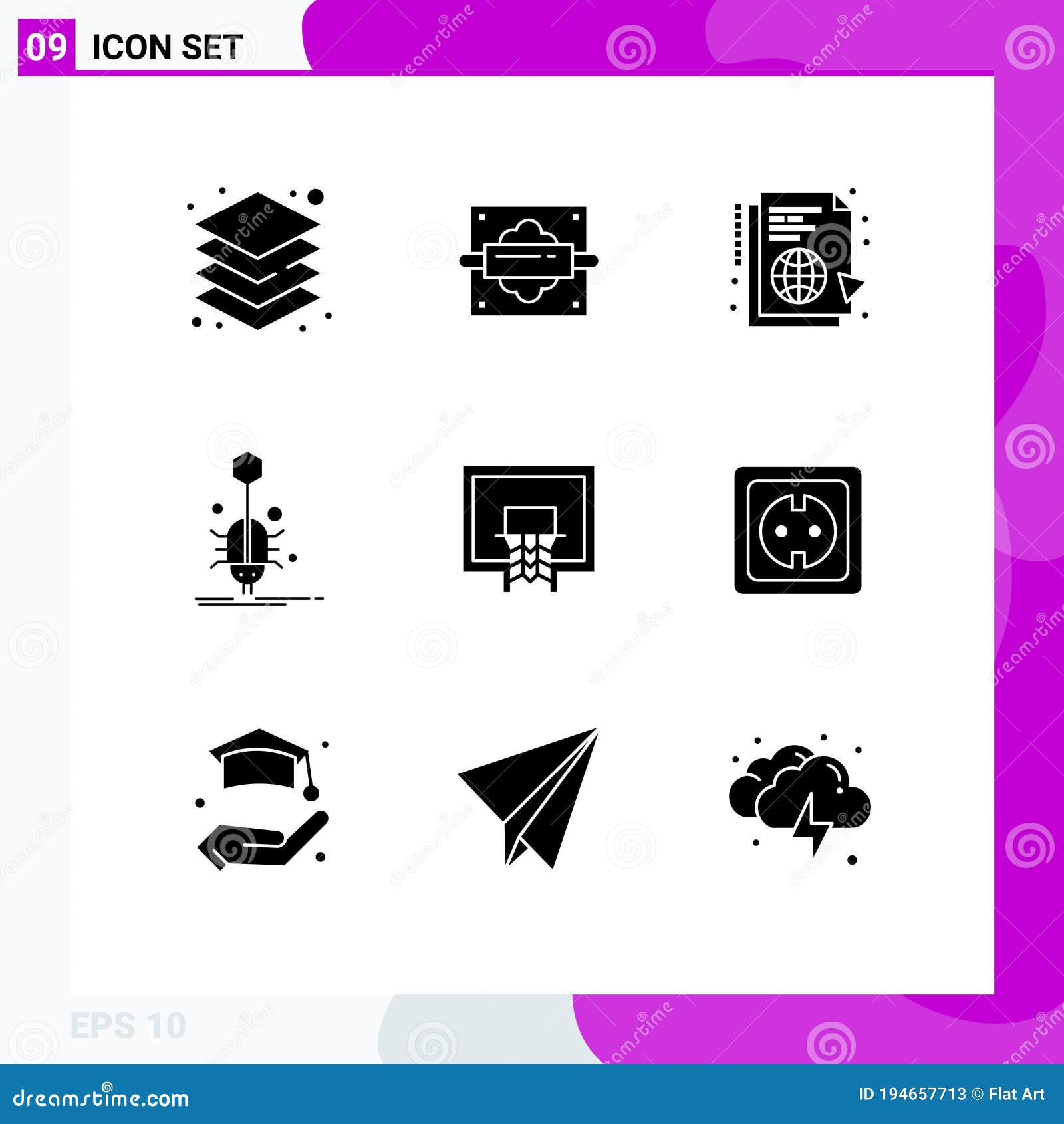 Mobile Interface Solid Glyph Set of 9 Pictograms of Web, Spider ...