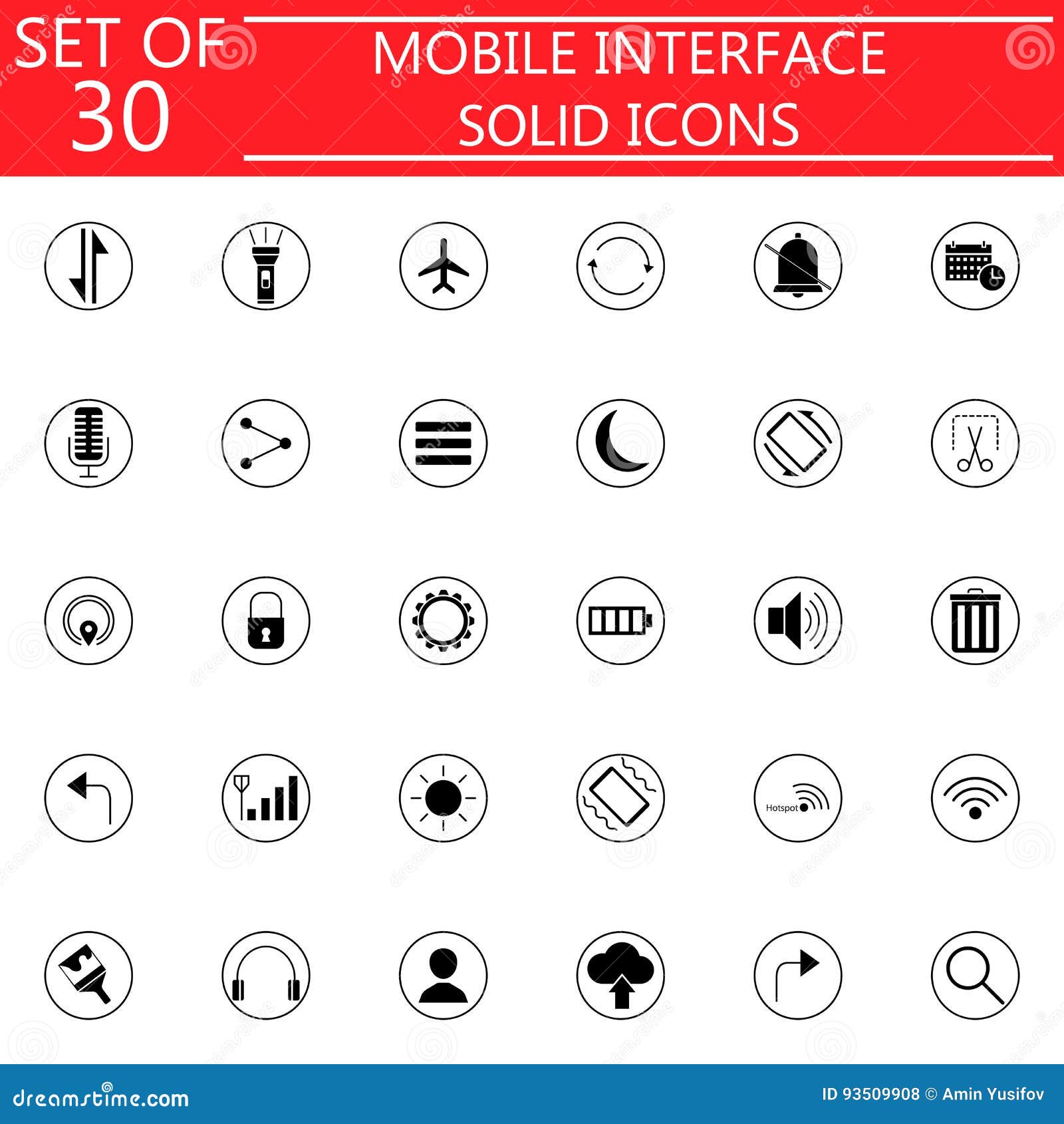 Mobile Interface Solid Icon Set Stock Vector - Illustration of mobile ...