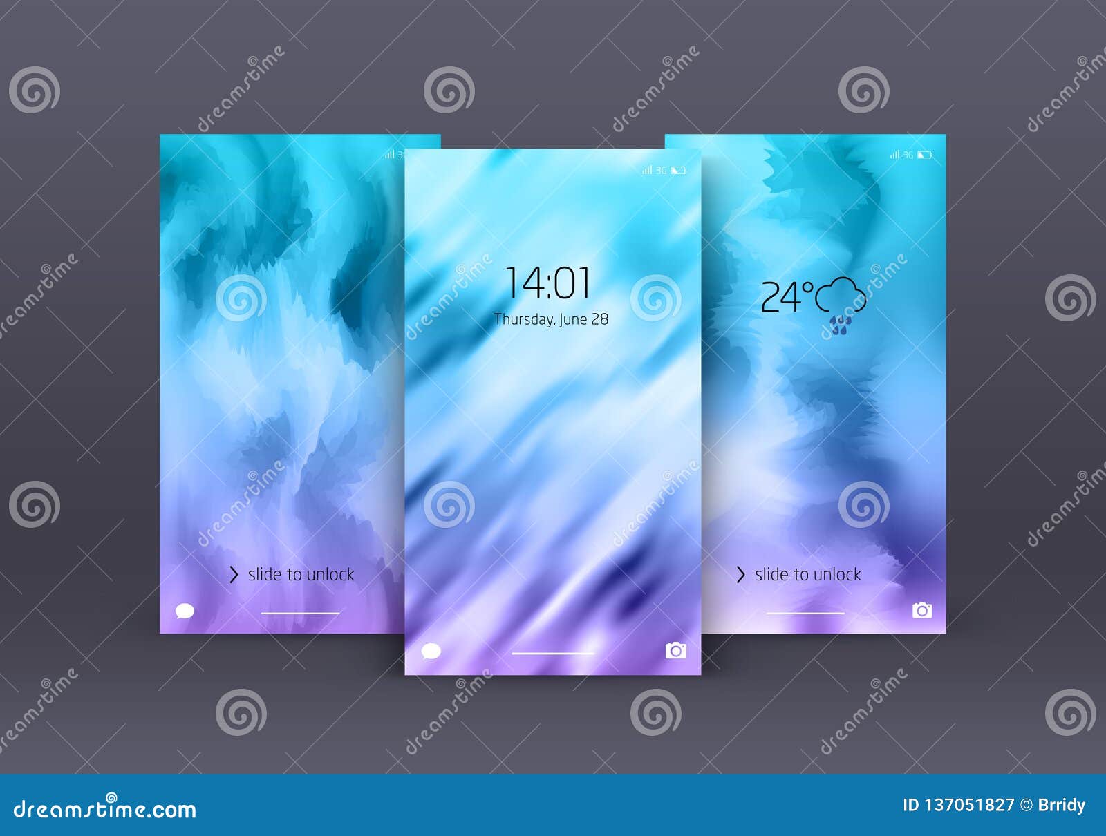 Mobile Interface Wallpaper Design Template. Vector Vertical Layout ...