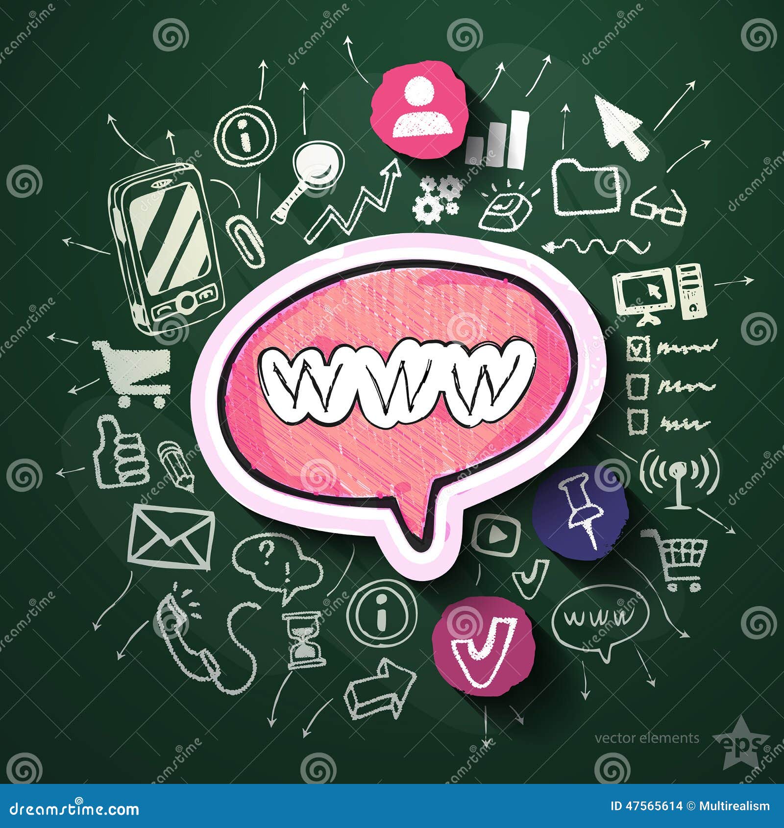 Mobile Internet Collage with Icons on Blackboard Stock Vector ...