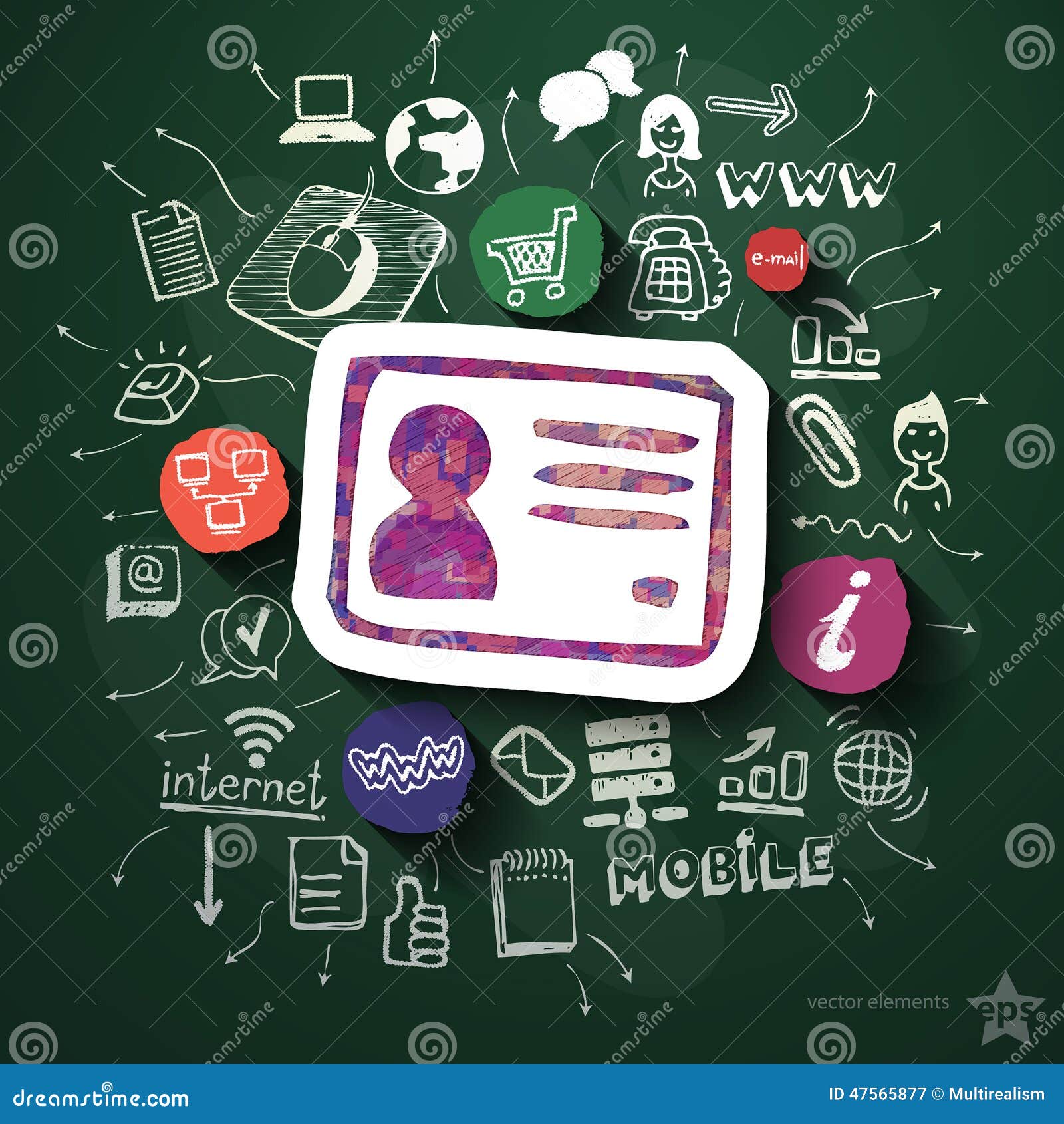 Mobile Internet Collage with Icons on Blackboard Stock Vector ...
