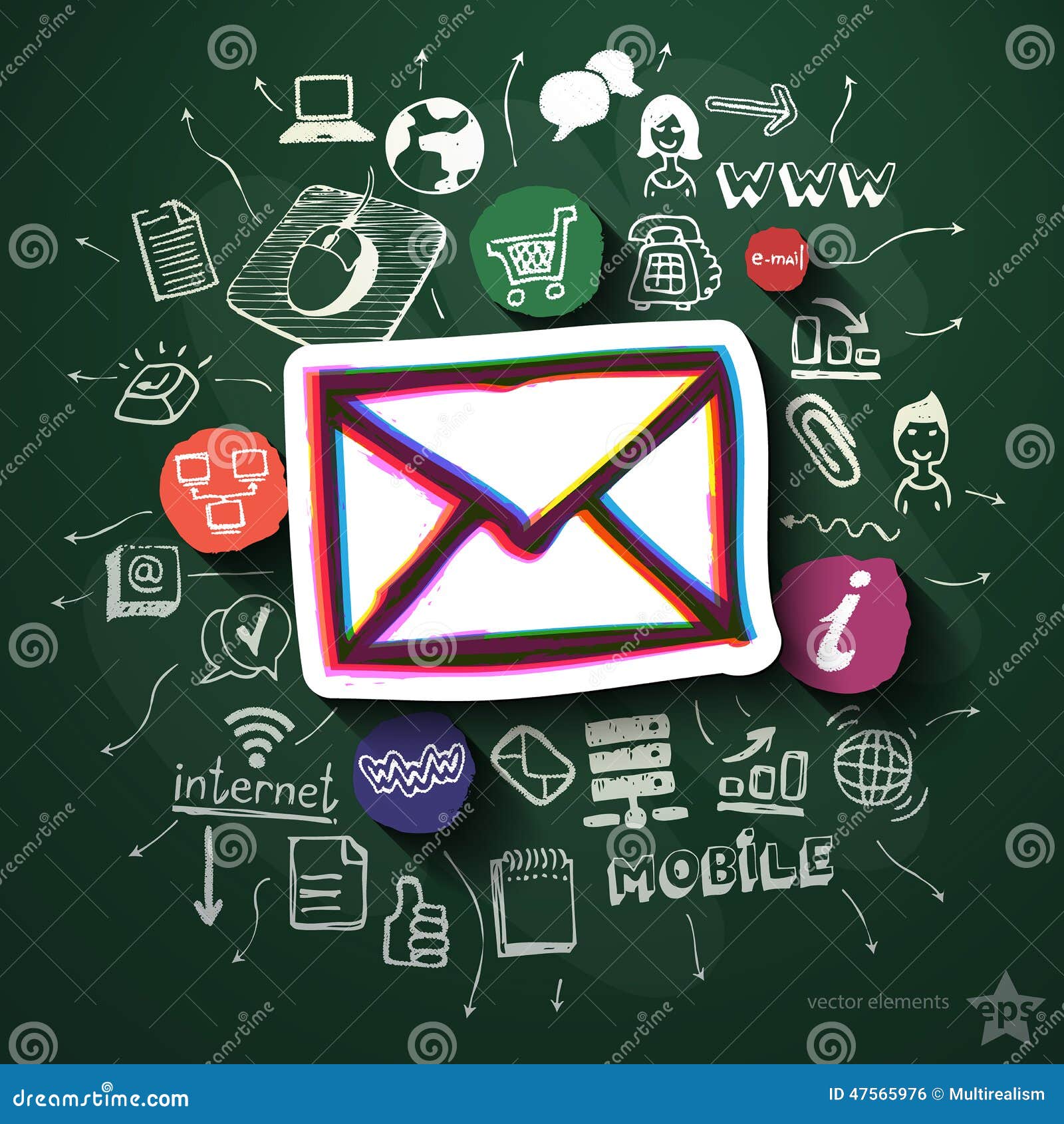 Mobile Internet Collage with Icons on Blackboard Stock Vector ...