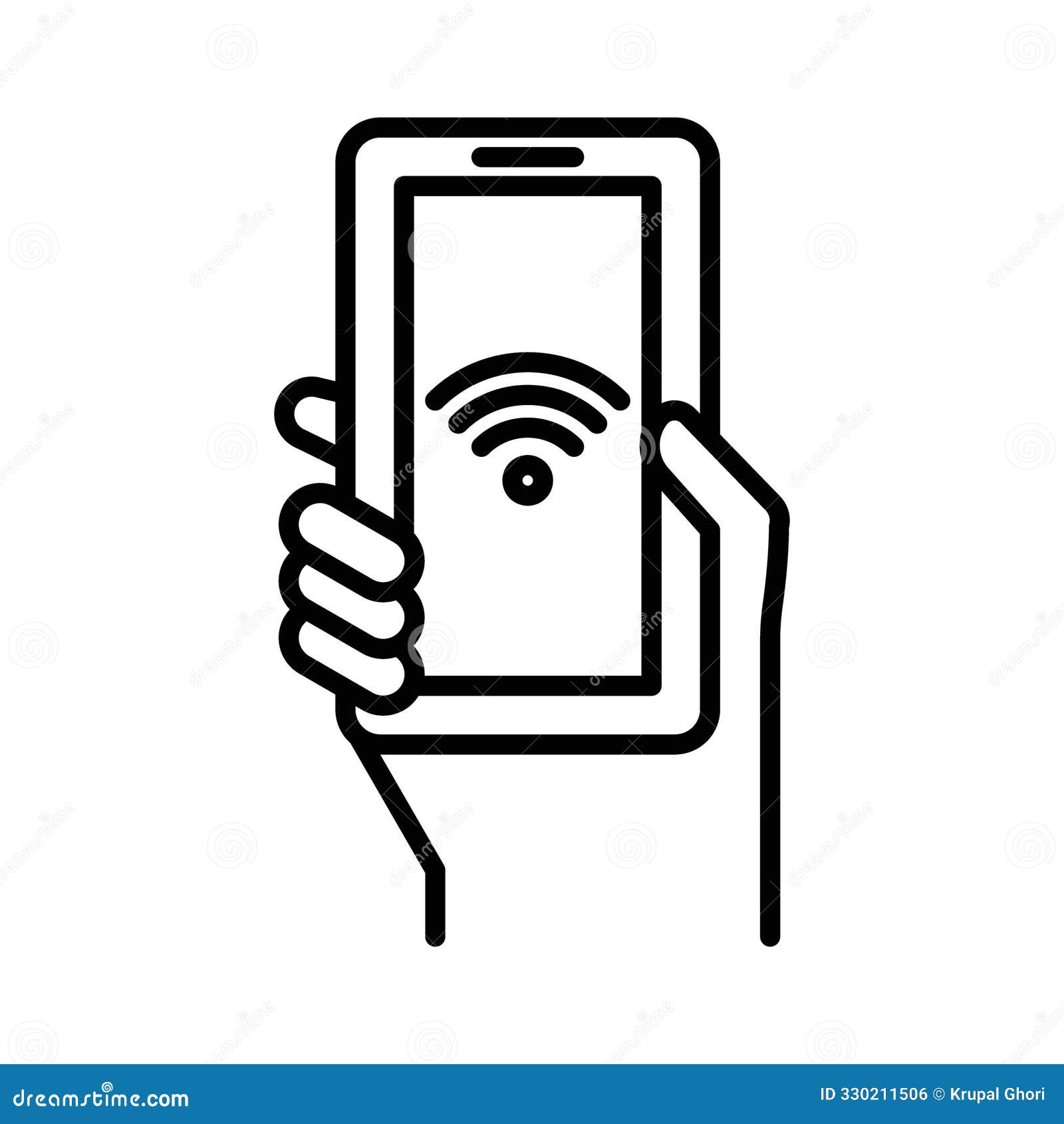 Mobile Internet Icon Linear Logo Mark in Black and White Stock Vector ...