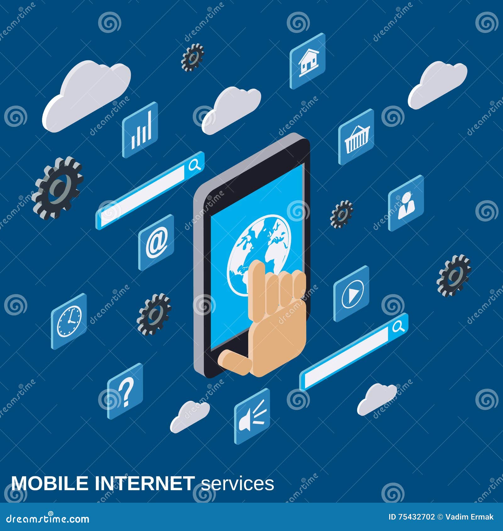 Mobile Internet Services Vector Illustration Stock Vector ...