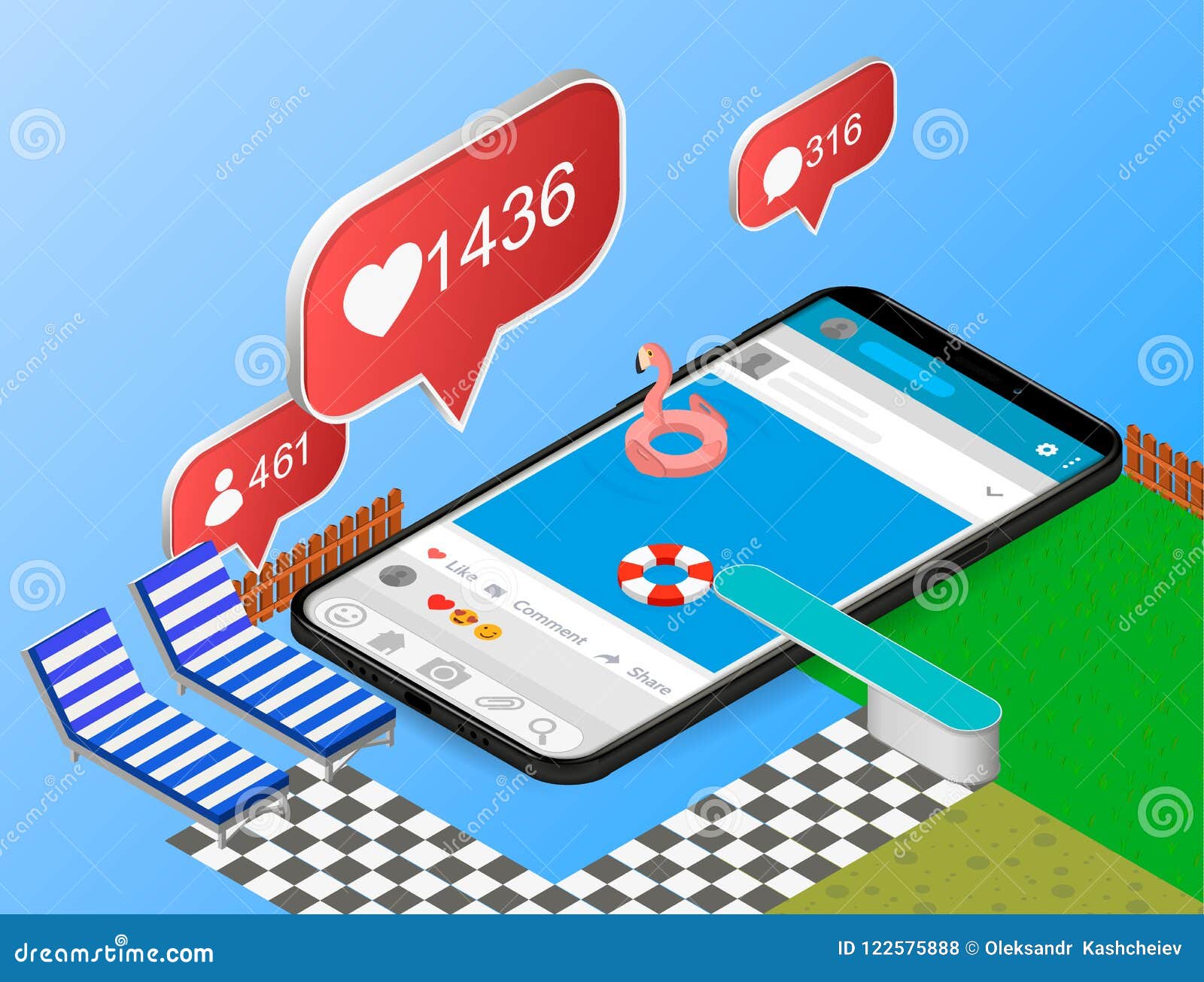 Mobile Internet Surfing Dive into the Www Web Concept. Flat 3d ...