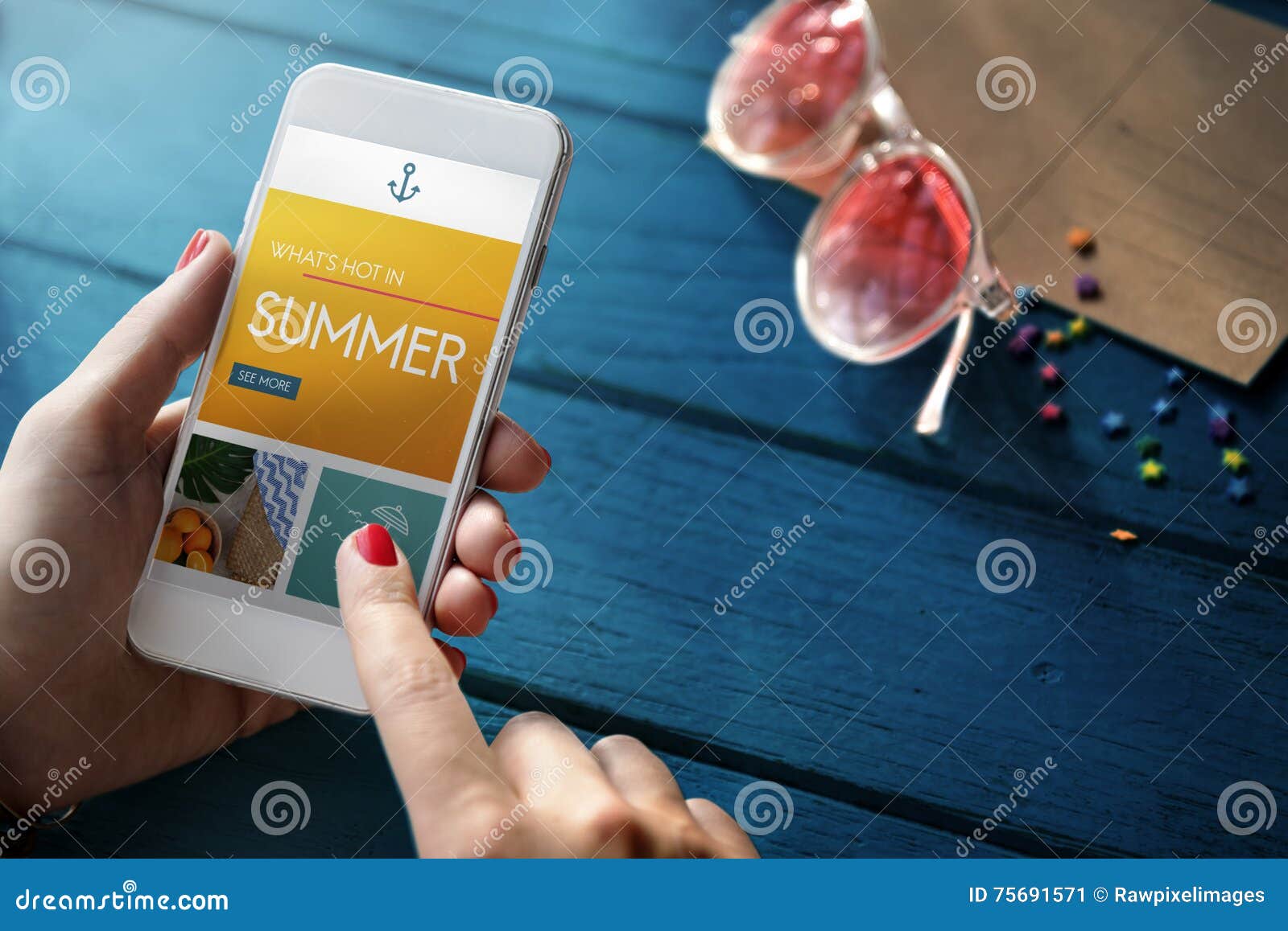 Mobile Internet Surfing Summer Website Concept Stock Image - Image of ...