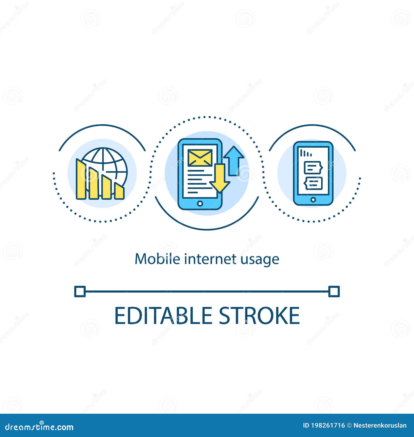Mobile Internet Usage Concept Icon Stock Vector - Illustration of ...