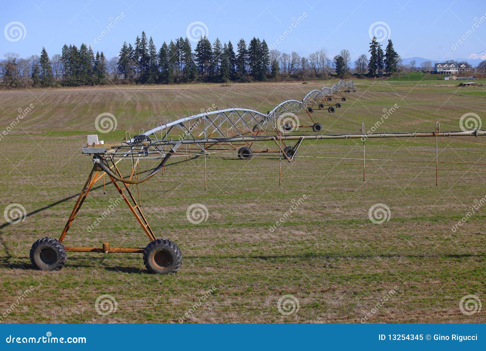 Mobile irrigation systems. stock image. Image of grass - 13254345