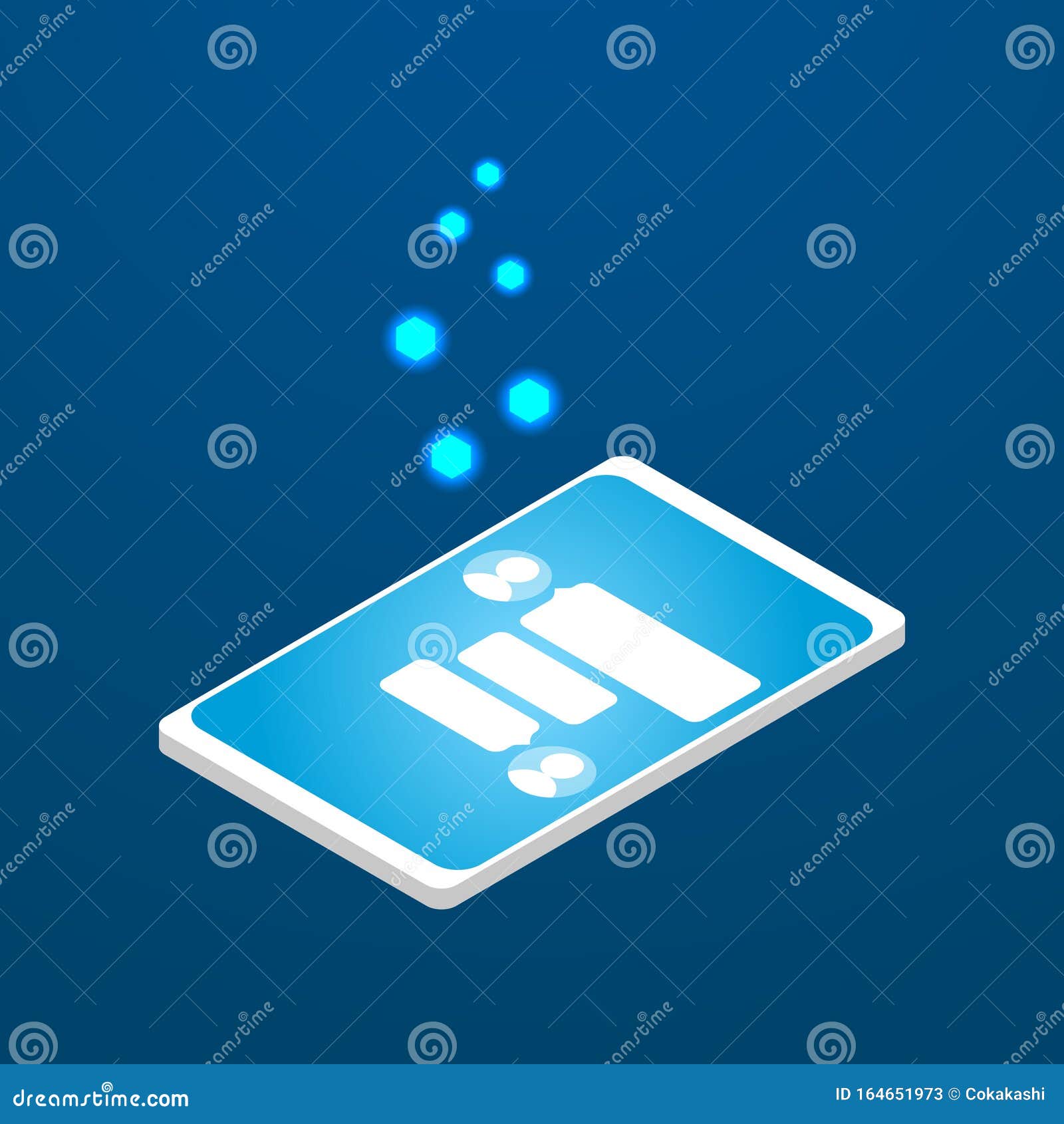Mobile Isometric Communication Illustration Vector, Blue Color. Stock ...