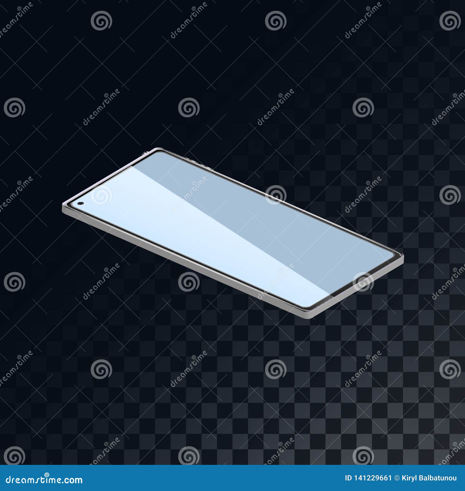 Mobile Isometric Phone, Smartphone on a Translucent Dark in a Checkered ...