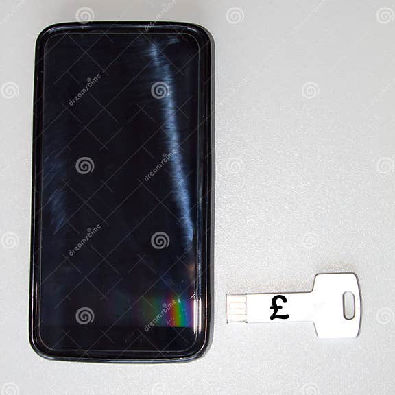 Mobile Key Pendrive with the Pound Sign Stock Photo - Image of internet ...