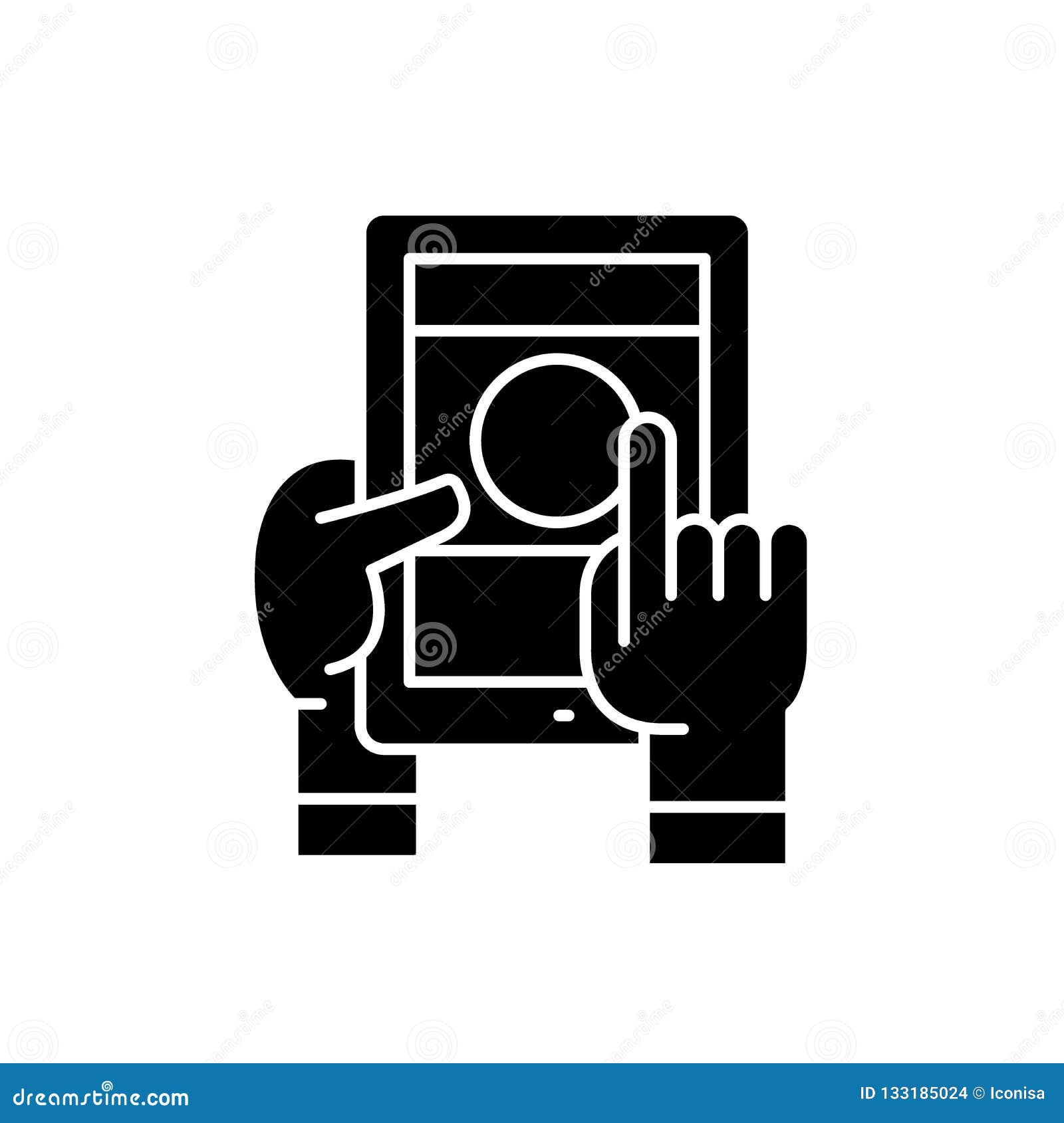 Mobile Learning Black Icon, Vector Sign on Isolated Background. Mobile ...