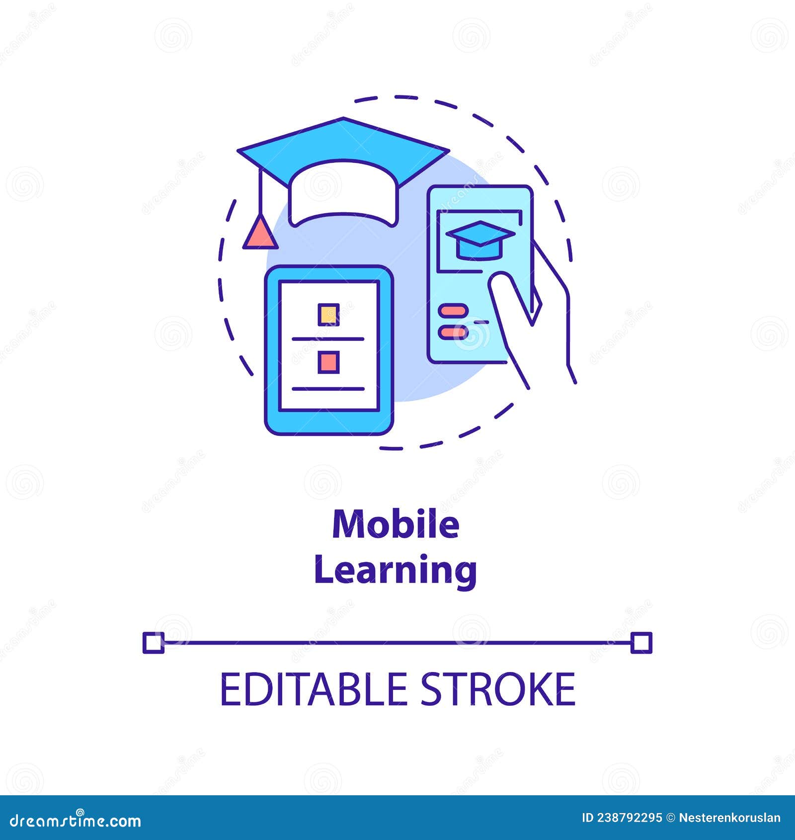 Mobile Learning Concept Icon Stock Vector - Illustration of device ...