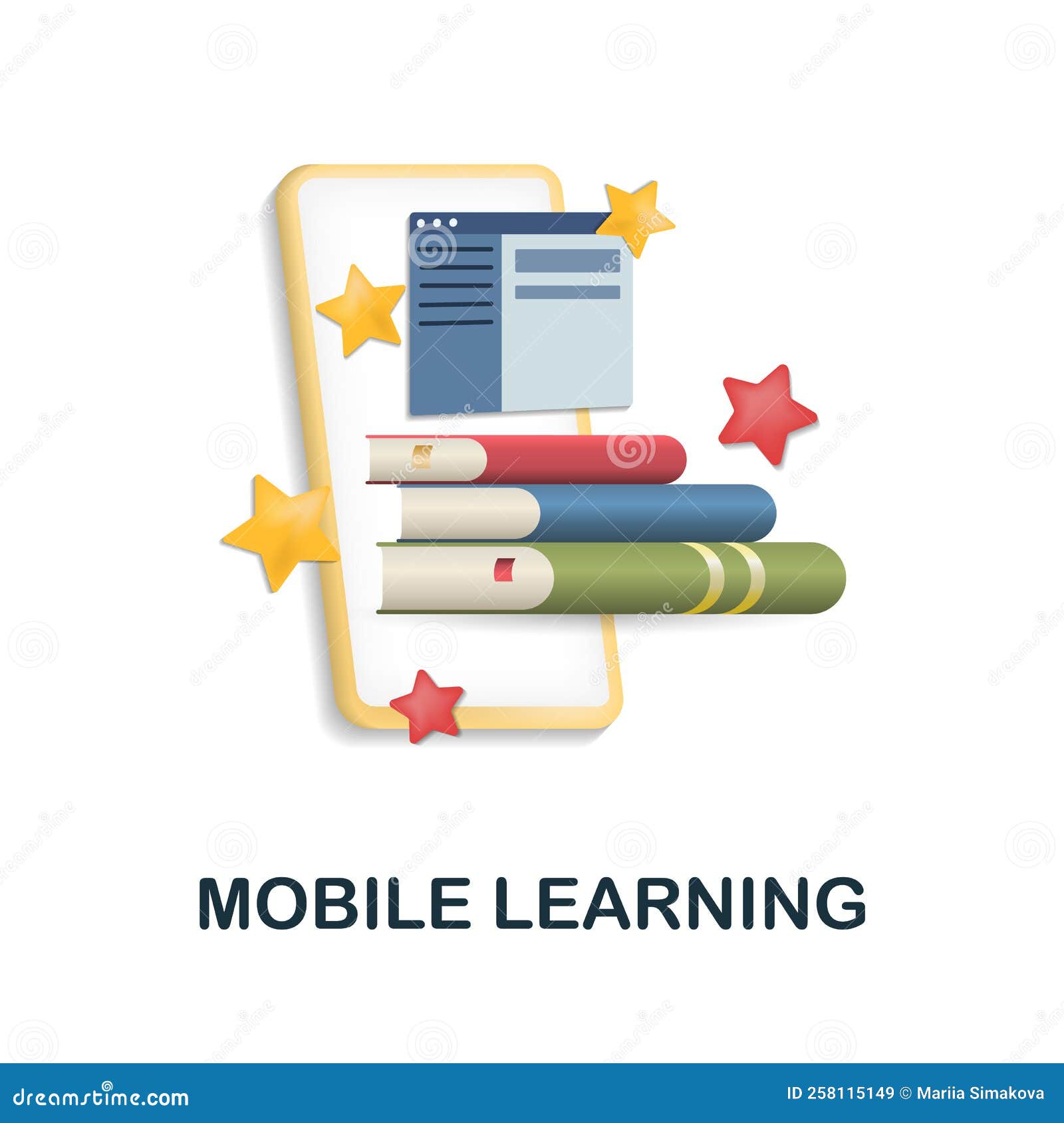 Mobile Learning Icon. 3d Illustration from E-learning Collection ...