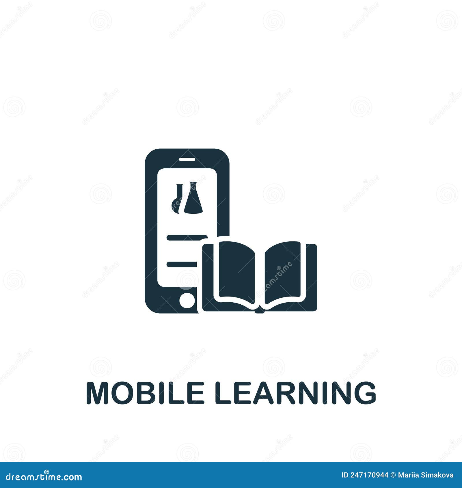 Mobile Learning Icon. Monochrome Simple E-Learning Icon for Templates ...