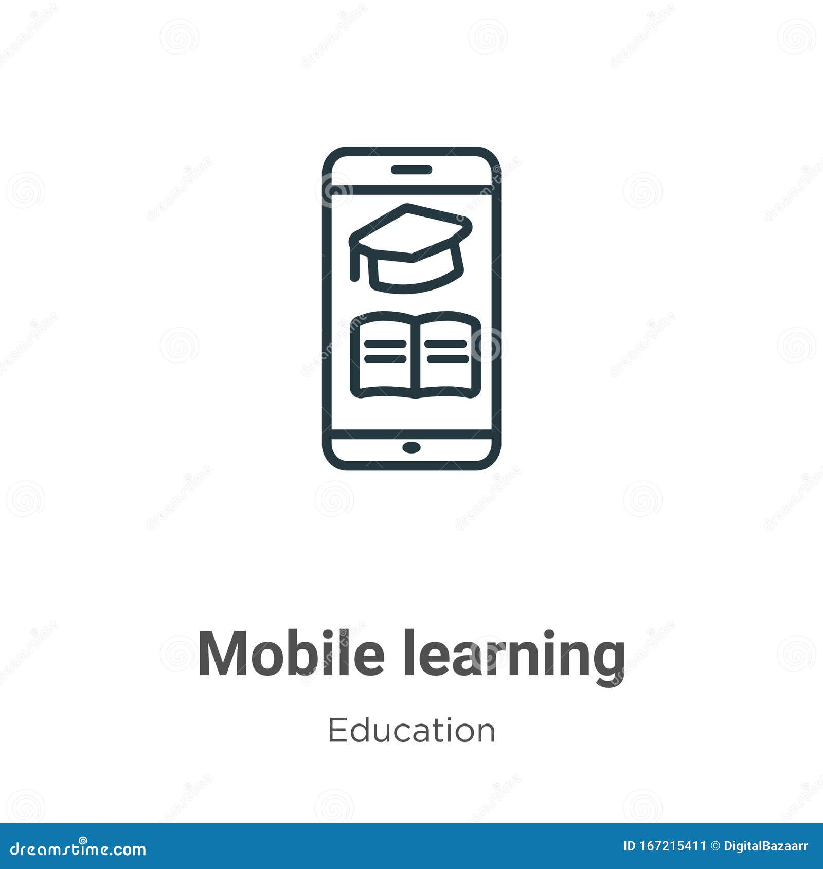 Mobile Learning Outline Vector Icon. Thin Line Black Mobile Learning ...