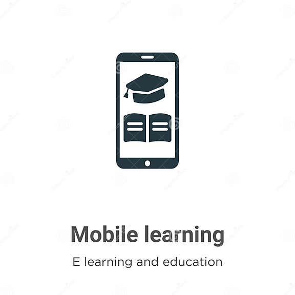 Mobile Learning Vector Icon on White Background. Flat Vector Mobile ...