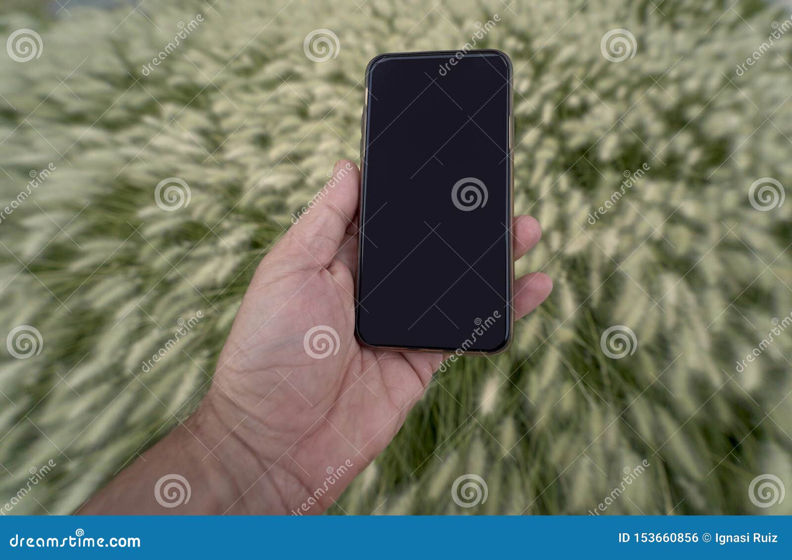 Mobile in the left hand. stock photo. Image of connection - 153660856